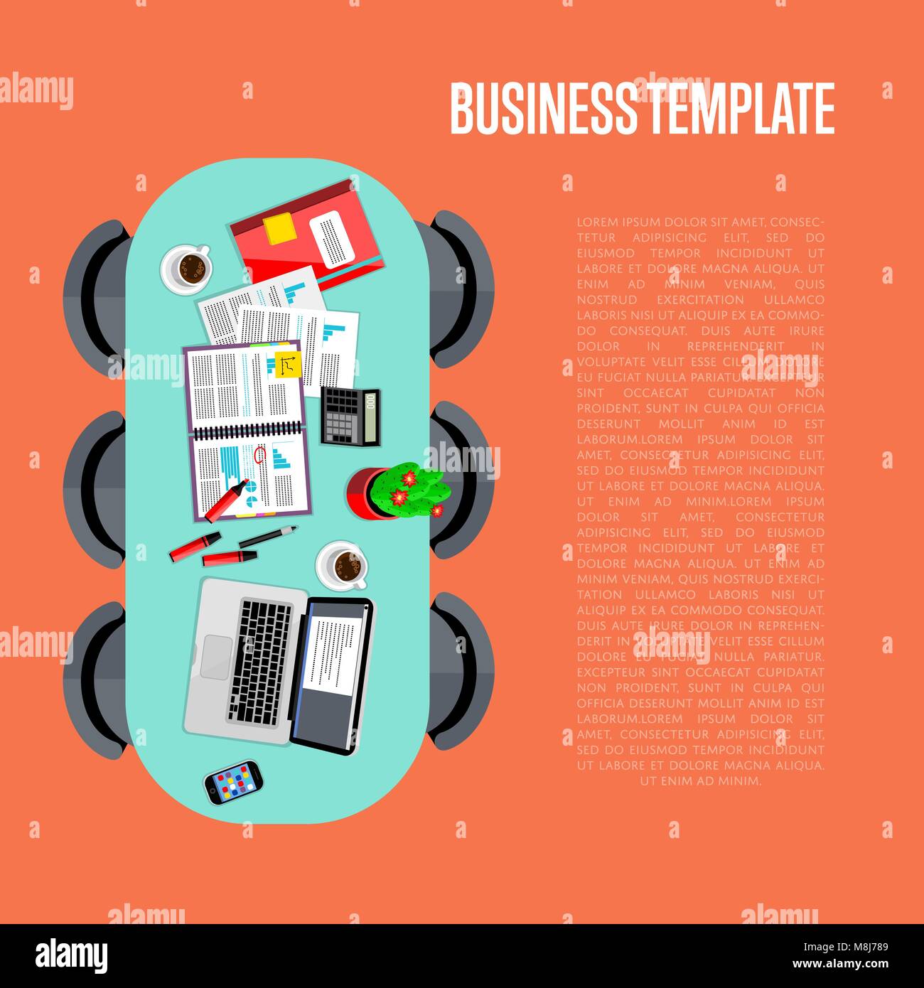 Business template. Top view of conference room Stock Vector Image & Art ...