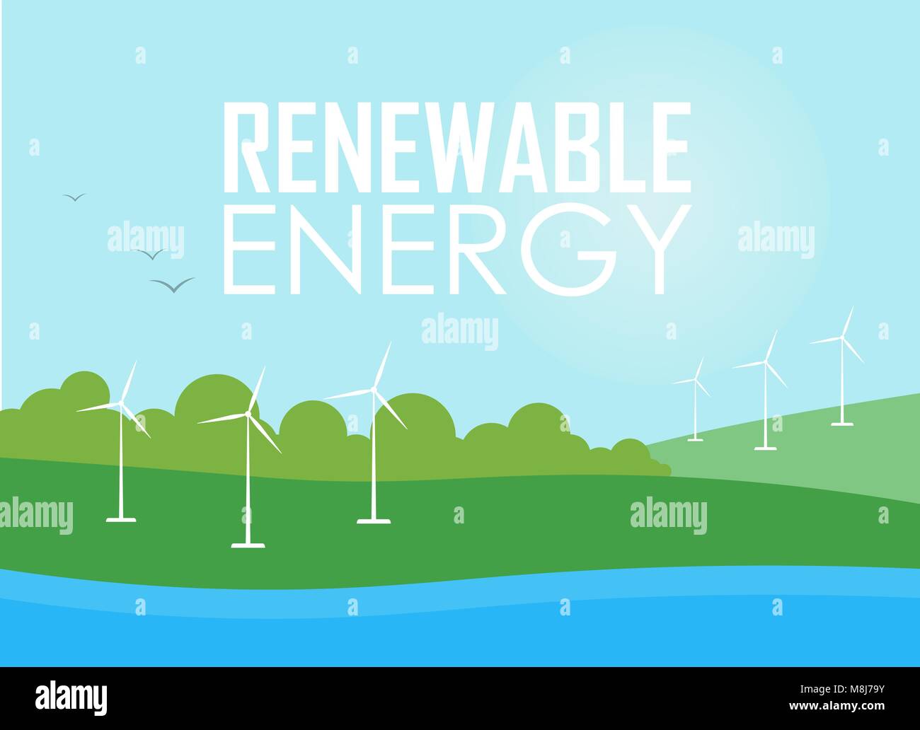 Wind turbines on green Stock Vector Images - Alamy