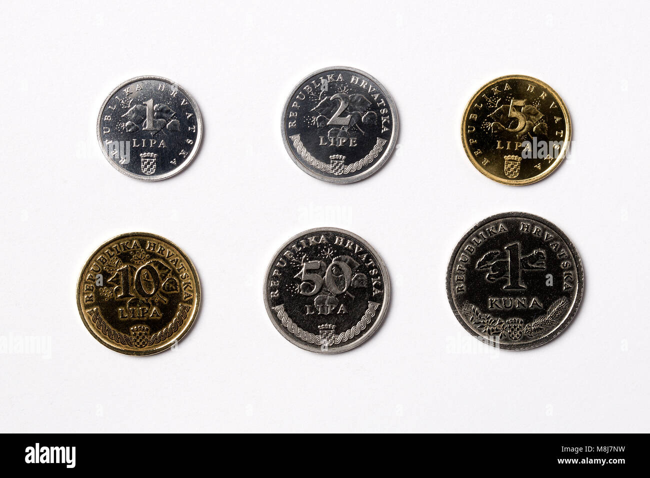 Croatian coins on a white background Stock Photo - Alamy