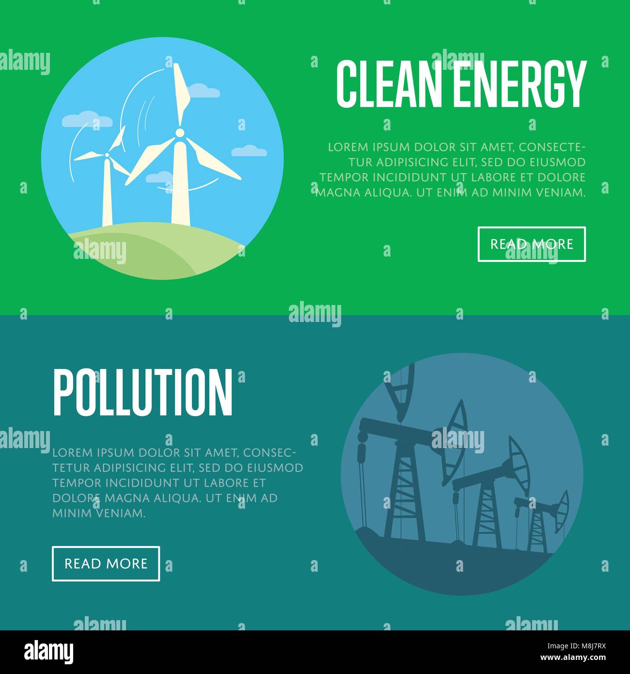 Clean energy and pollution banners Stock Vector Image & Art - Alamy