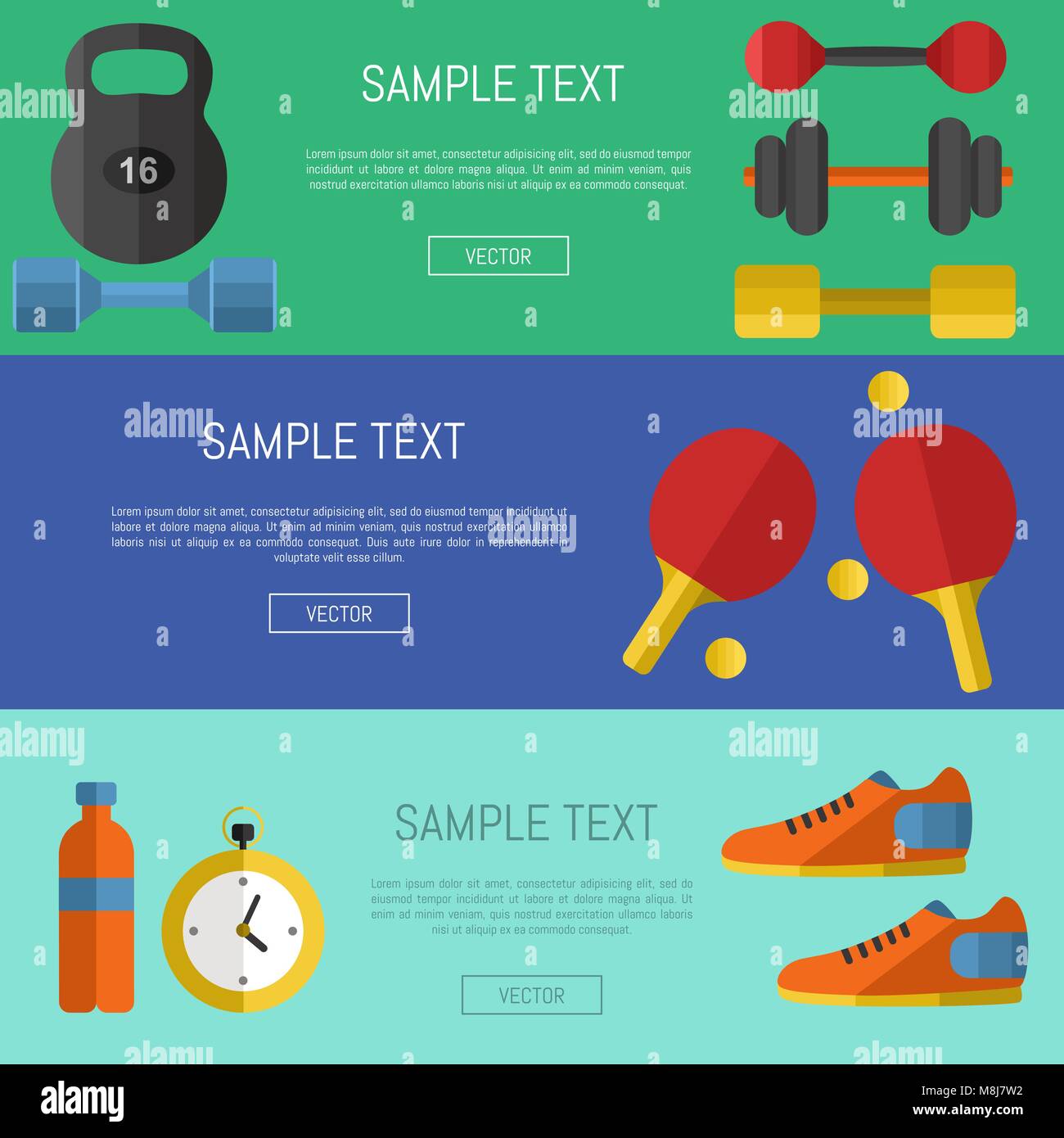 Fitness and a healthy lifestyle banners set Stock Vector Image & Art ...