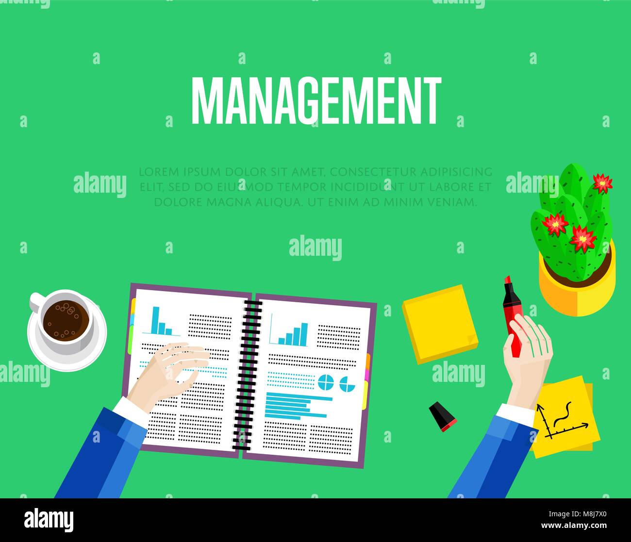 Management template. Top view workspace background Stock Vector Image ...