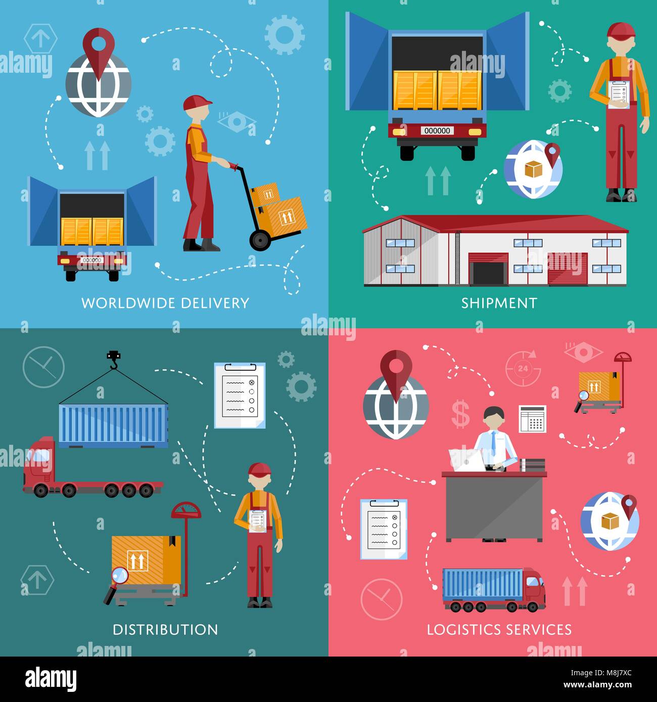 Warehouse process infographics four banners Stock Vector Image & Art ...