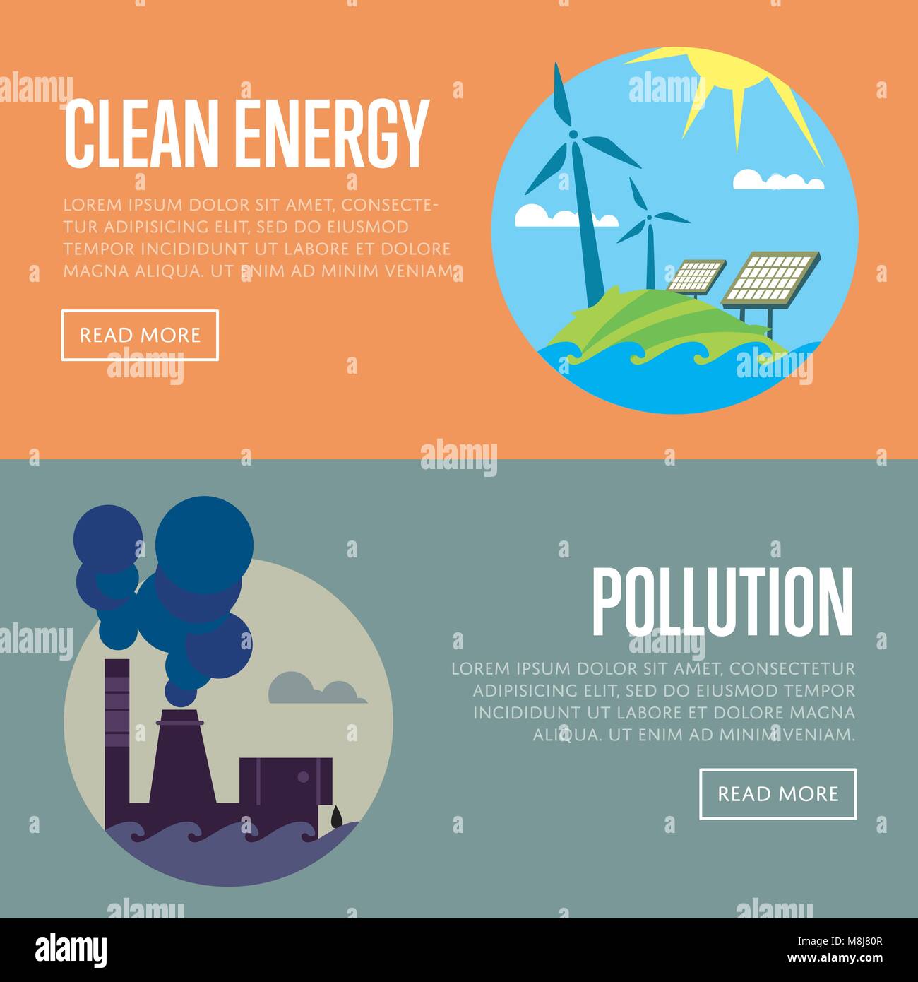 Clean energy and air pollution banners Stock Vector Image & Art - Alamy