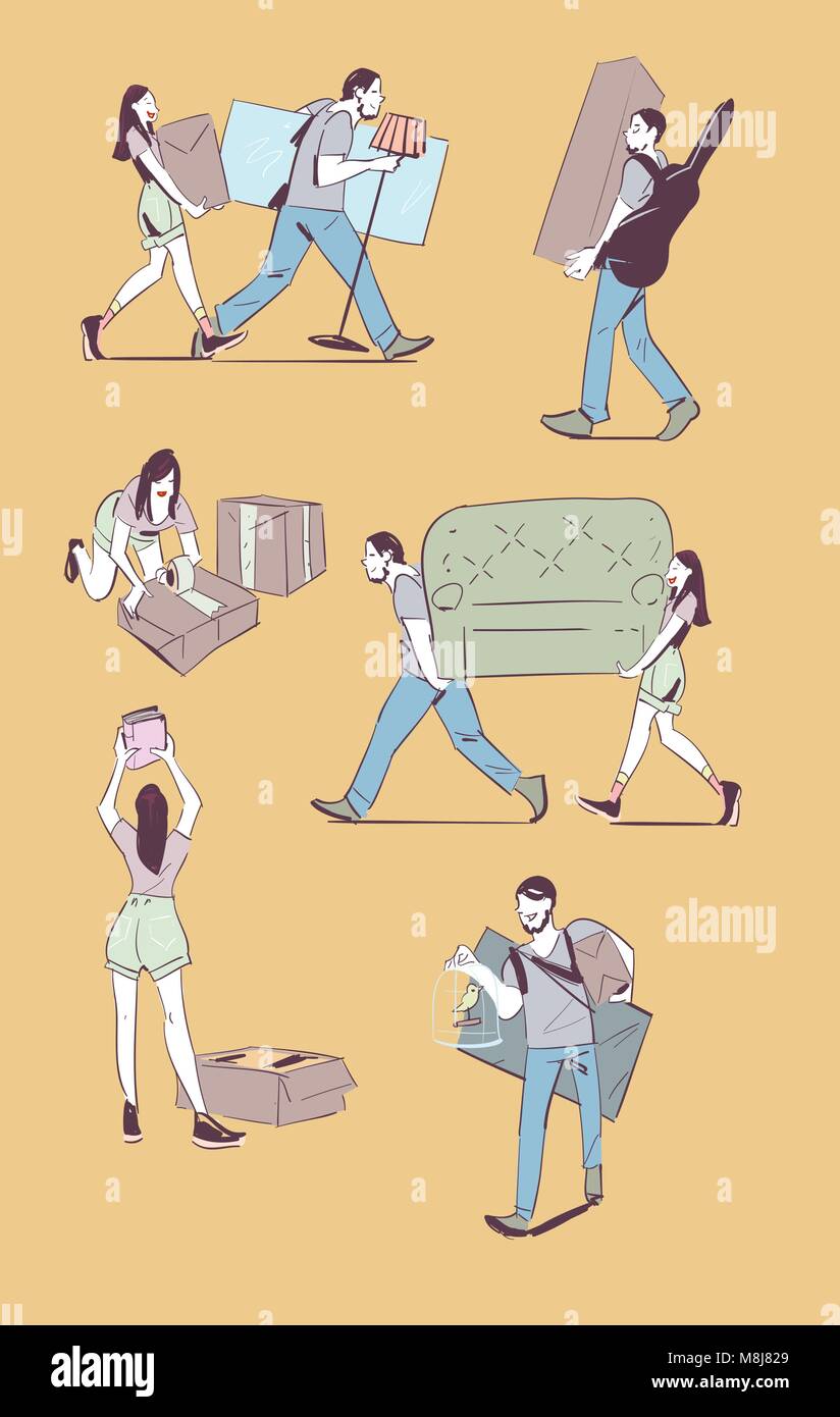 New home moving family Stock Vector Images - Alamy