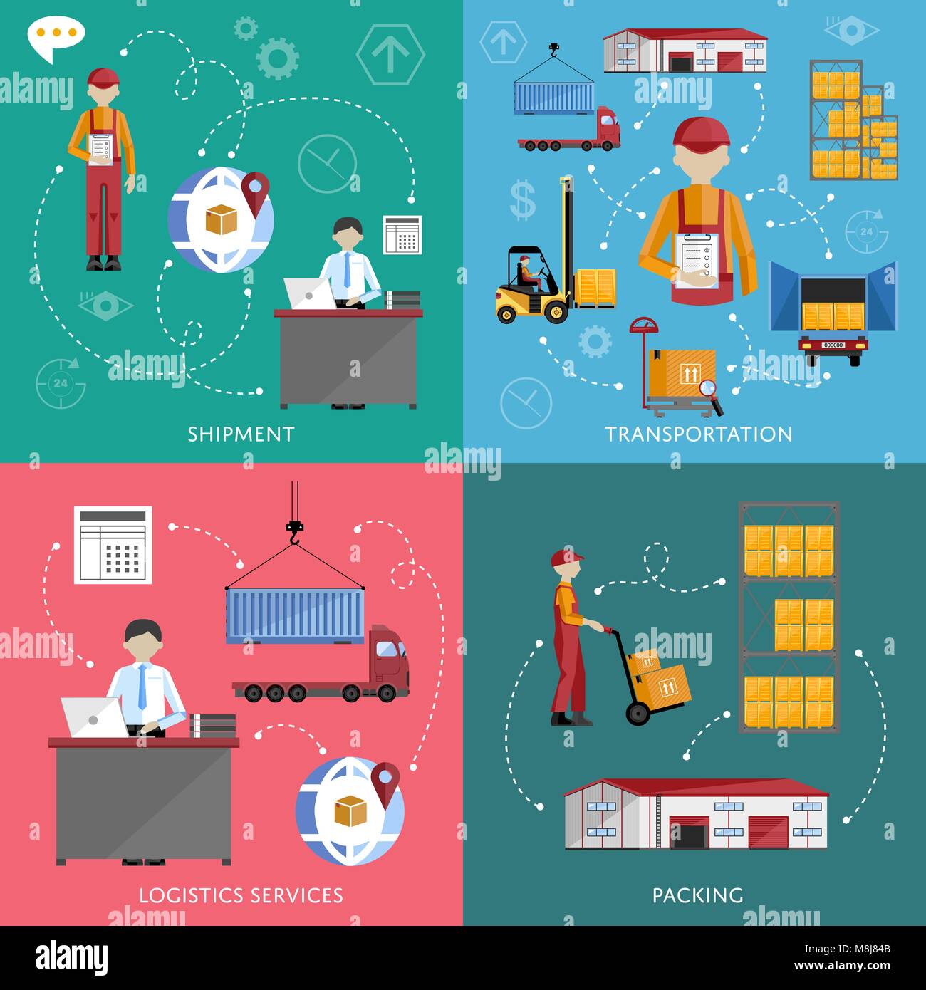 Warehouse process infographics four banners Stock Vector Image & Art ...