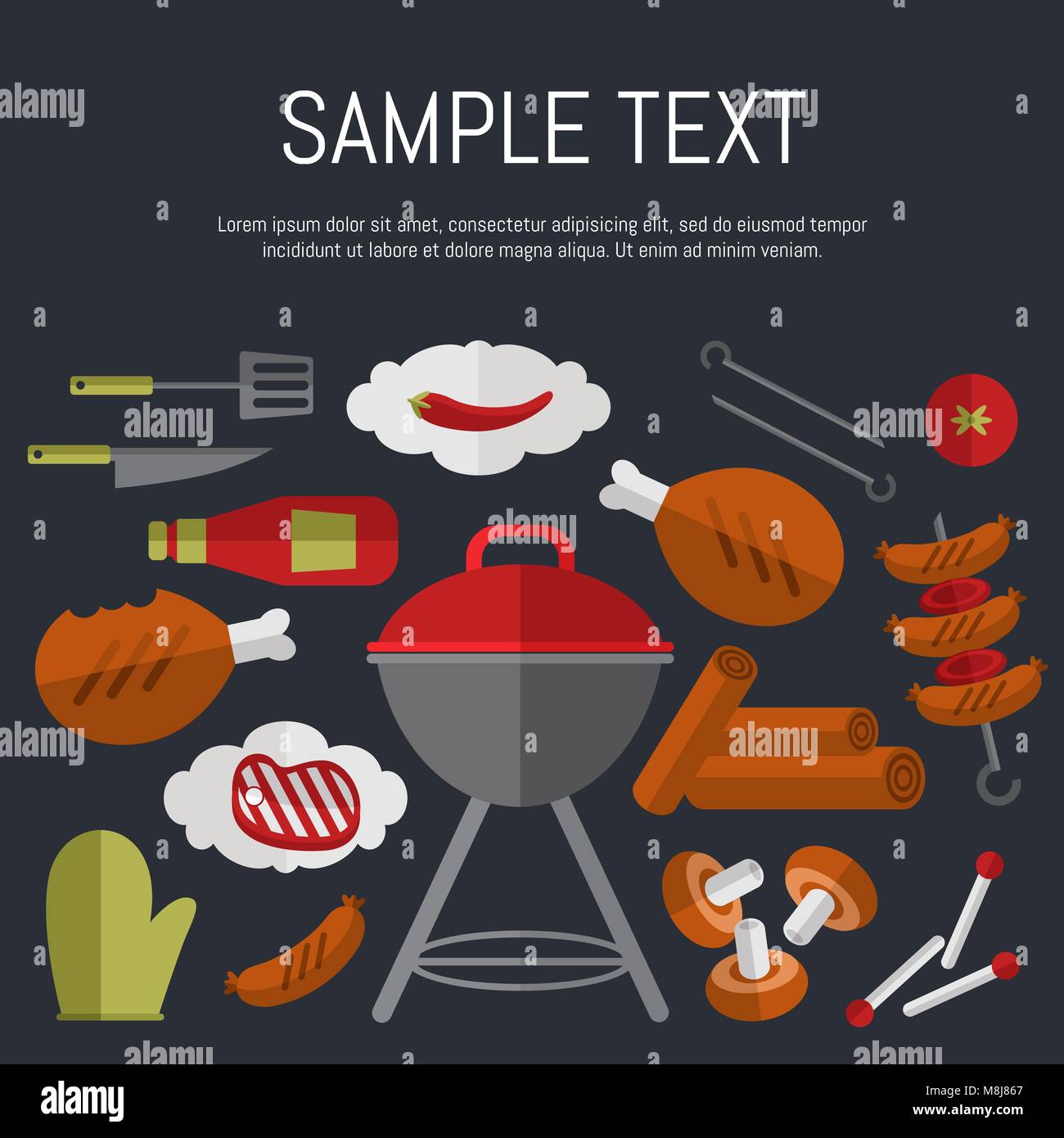 Barbecue grill card, design template Stock Vector Image & Art - Alamy