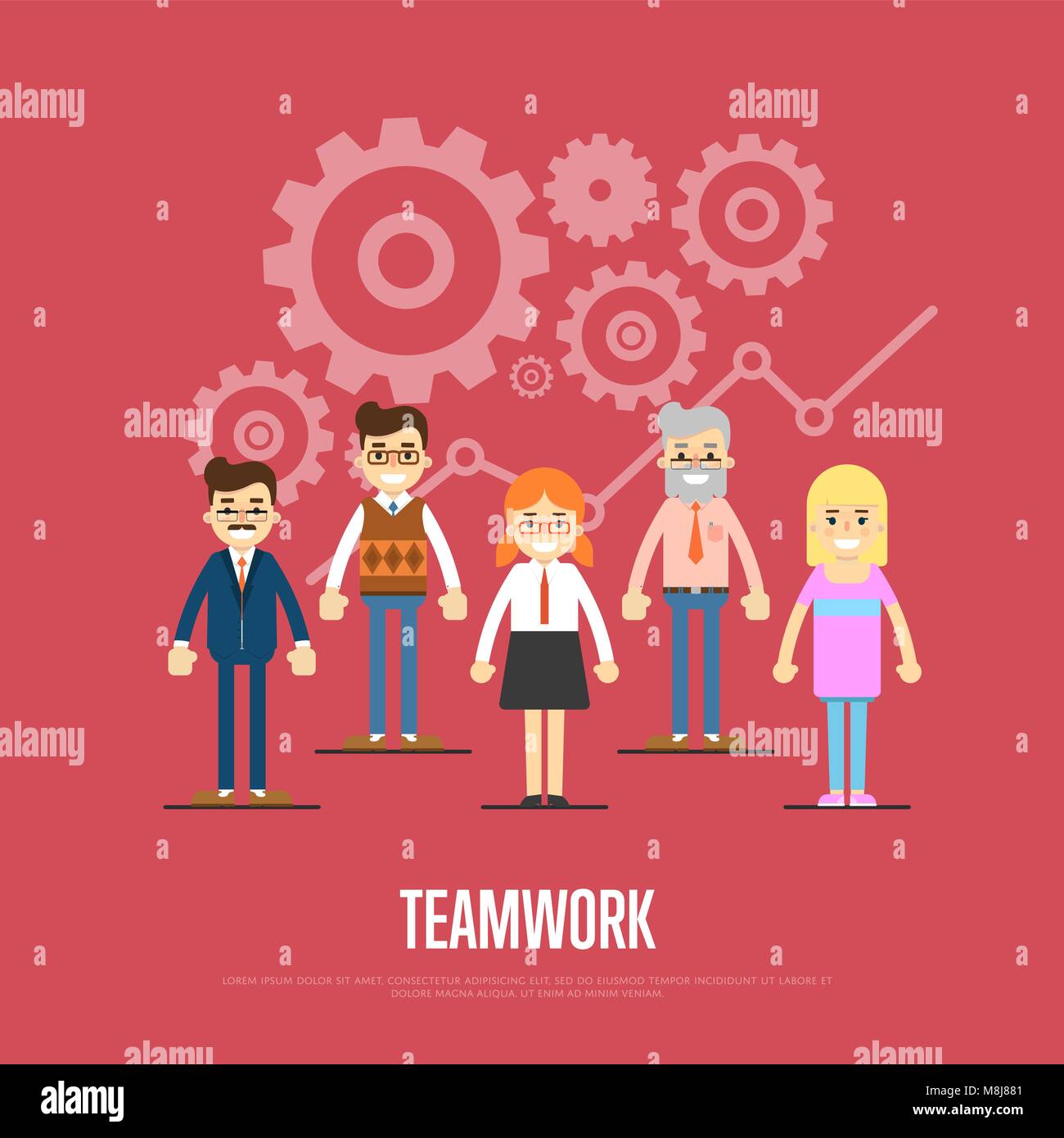 Teamwork banner with group of smiling people Stock Vector Image & Art ...