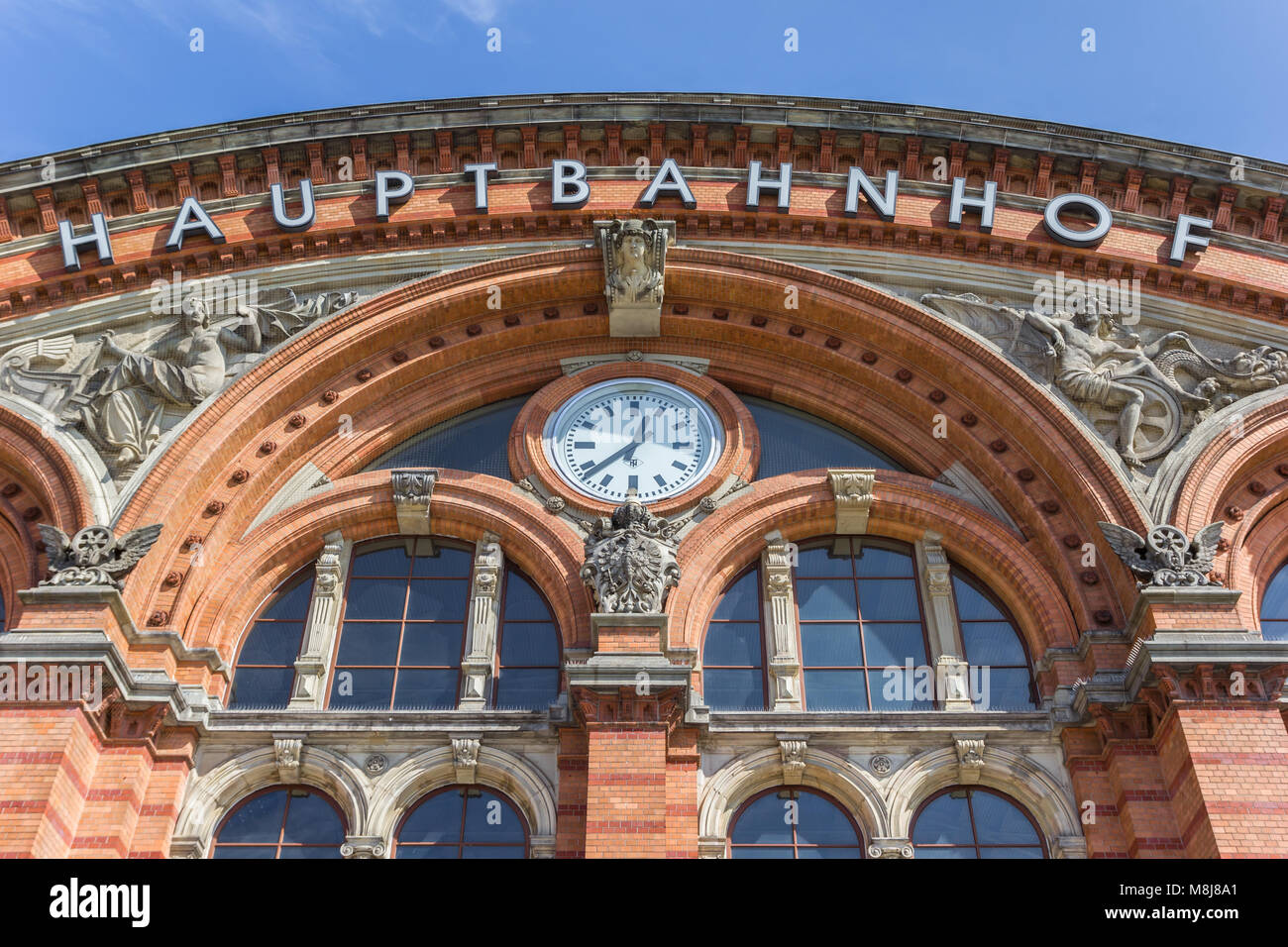 Facade of the main central railway station of Bremen, Germany Stock ...