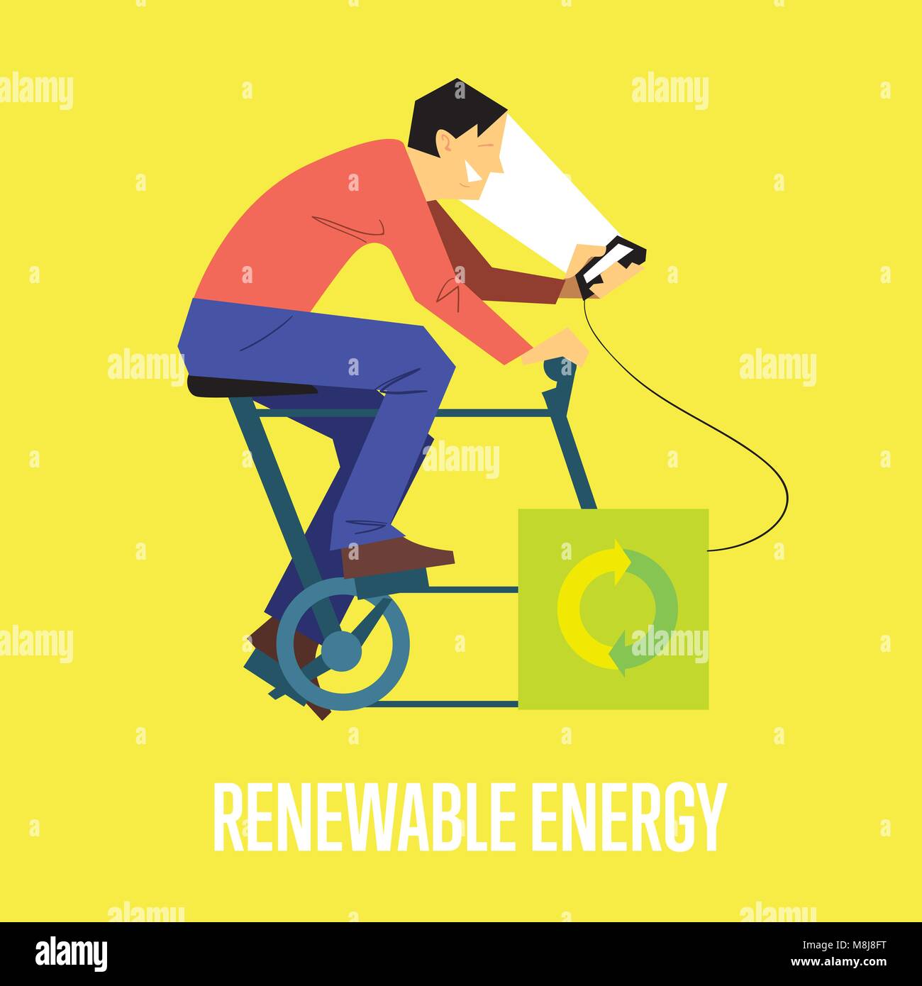 Renewable energy concept. Man with generator Stock Vector Image & Art ...