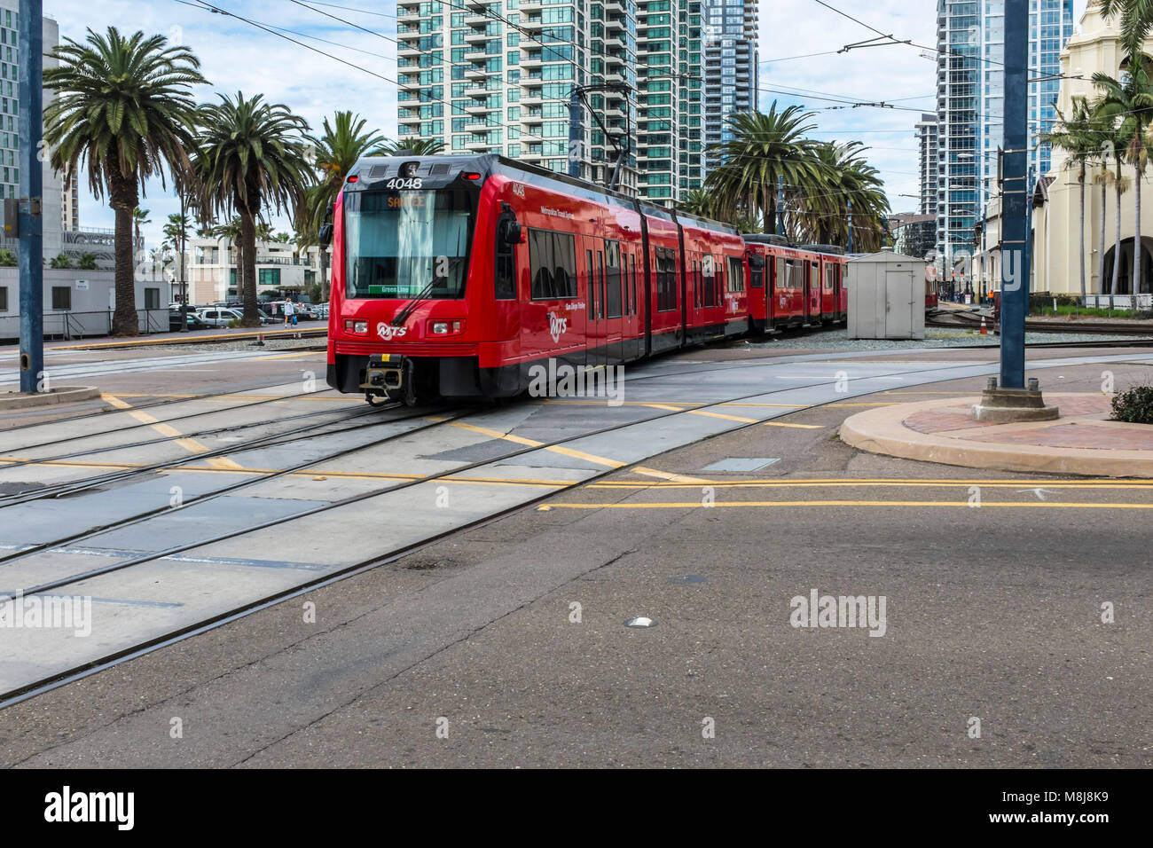 SAN DIEGO, CALIFORNIA, USA - Red Trolley train of the San Diego ...