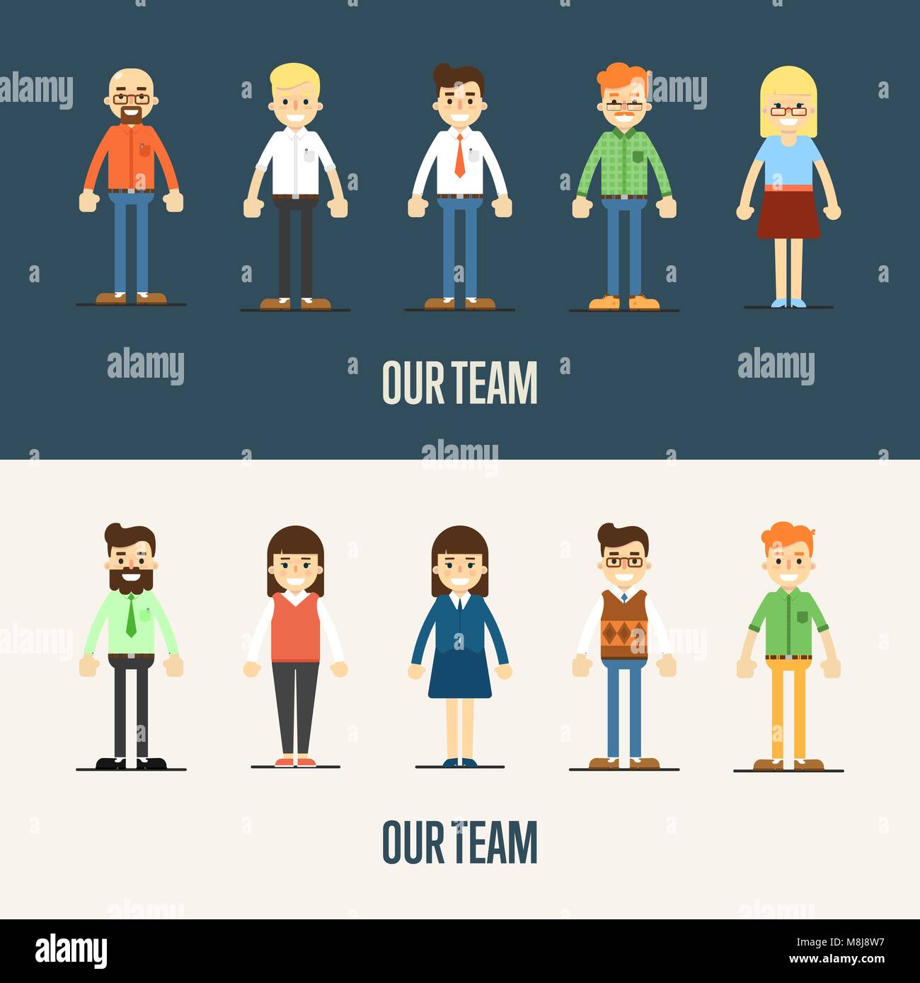 Our team banner with cartoon characters Stock Vector Image & Art - Alamy