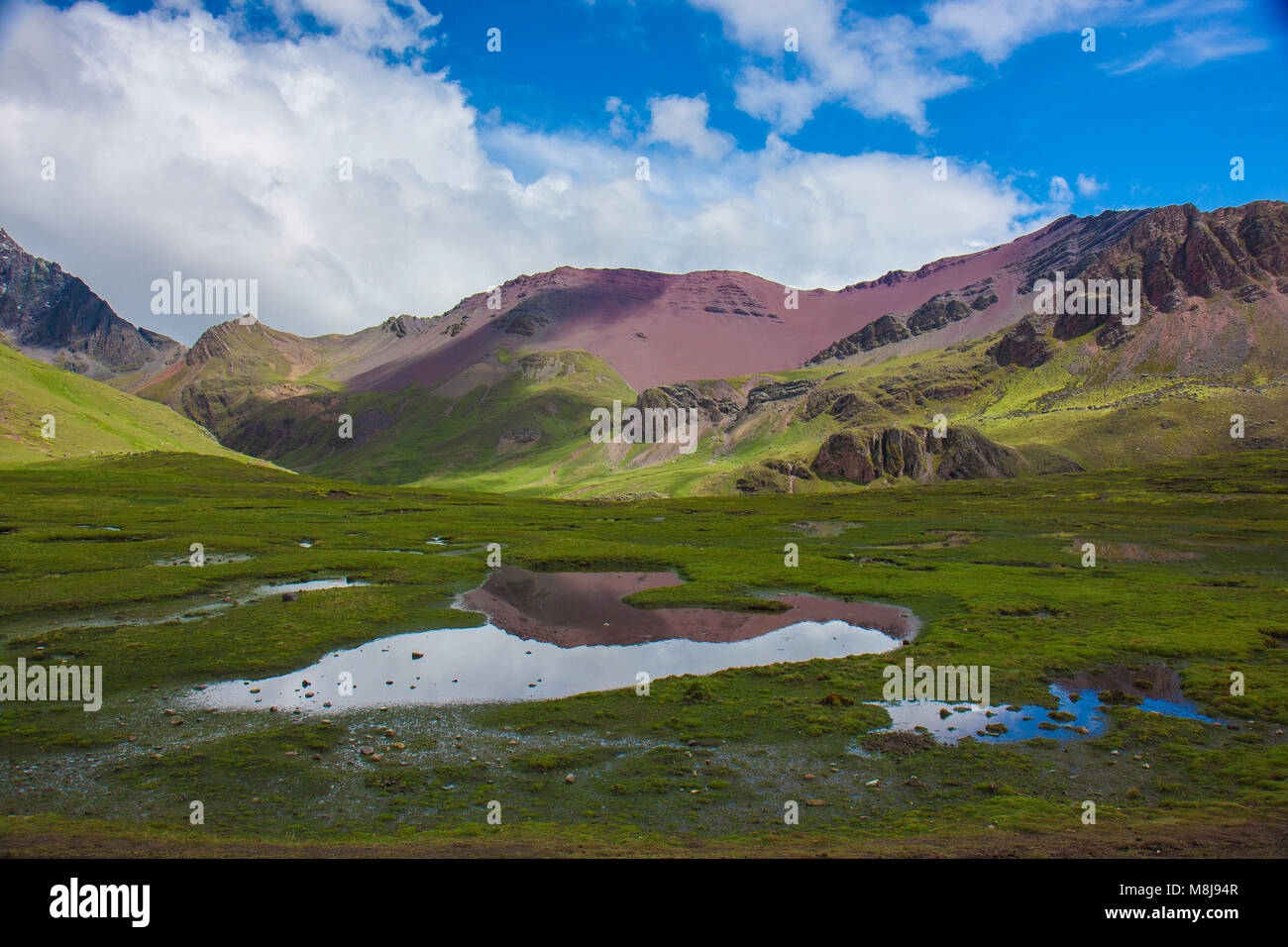 breathtaking view of the peruvian andes landscape on the way up to the ...
