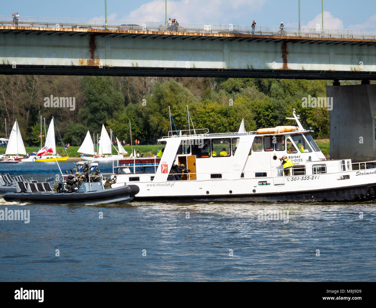 Polish GROM Special Forces preparing for boarding a boat with ...