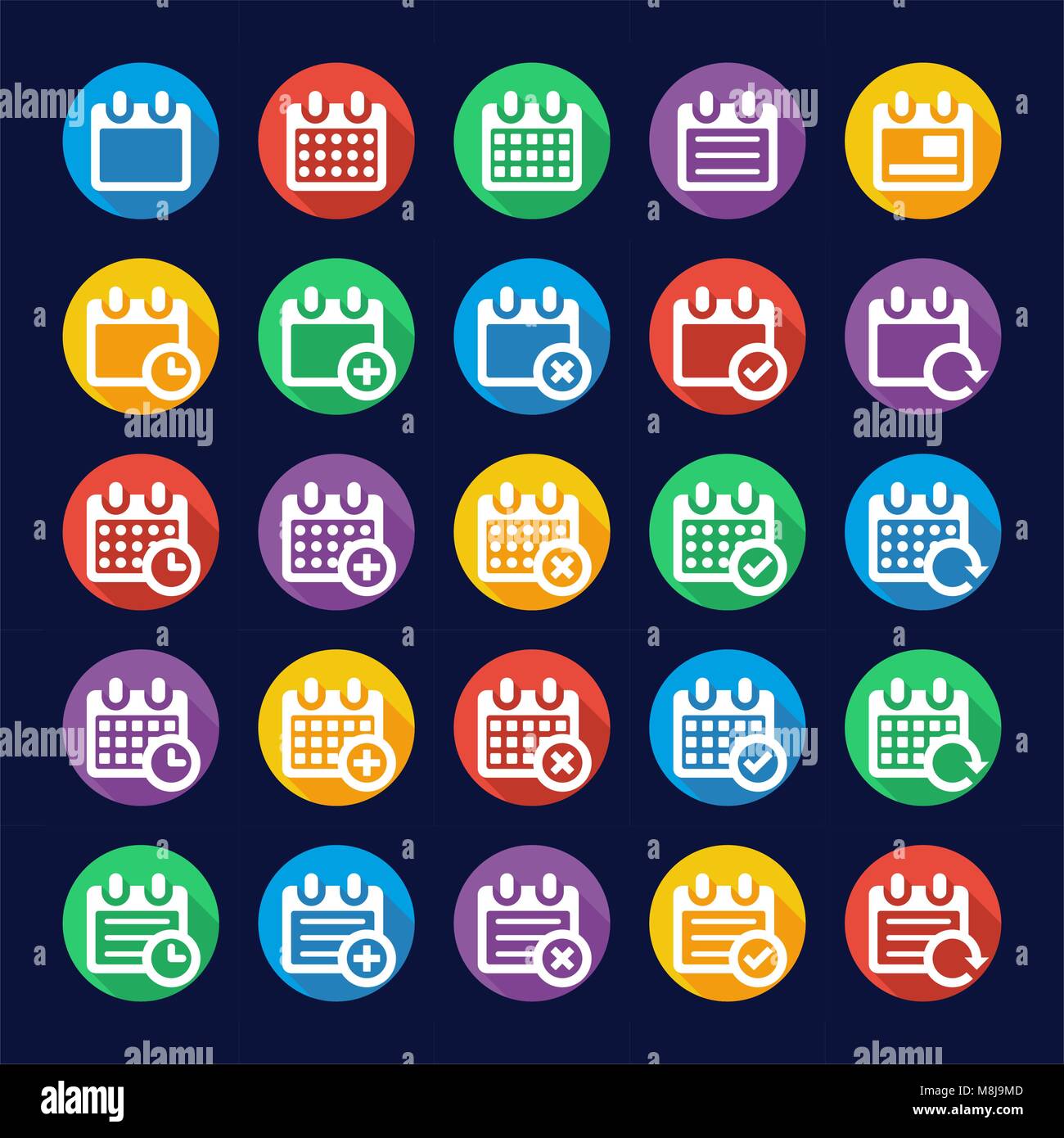 Calendar Icons Flat Design Circle Stock Vector Image & Art - Alamy