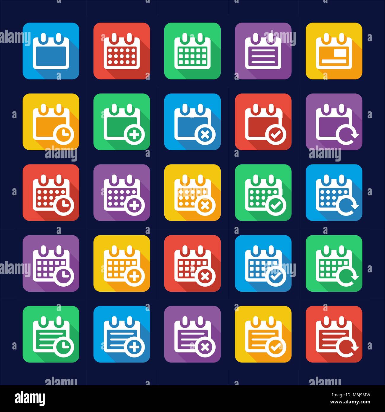 Calendar Icons Flat Design Stock Vector Image & Art - Alamy