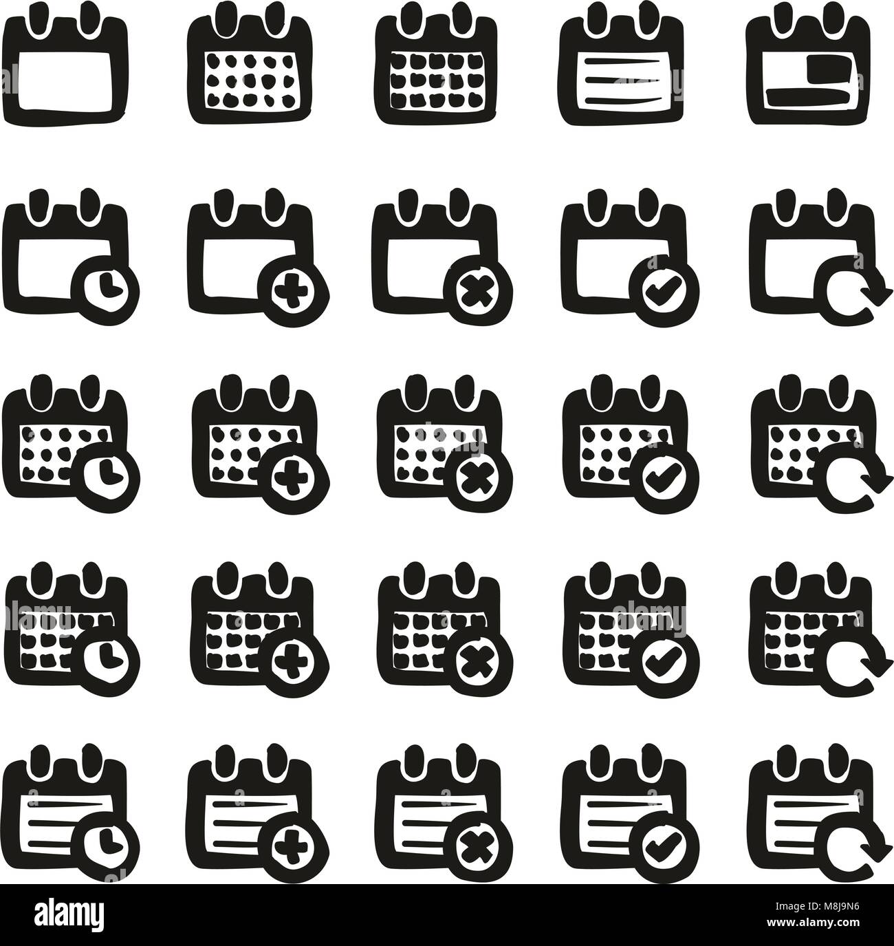 Calendar Icons Freehand Fill Stock Vector Image & Art - Alamy