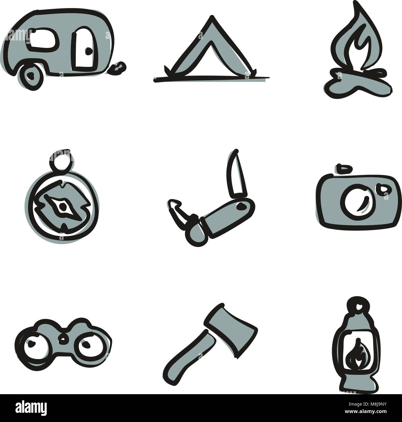 Camping Icons Freehand 2 Color Stock Vector Image & Art - Alamy