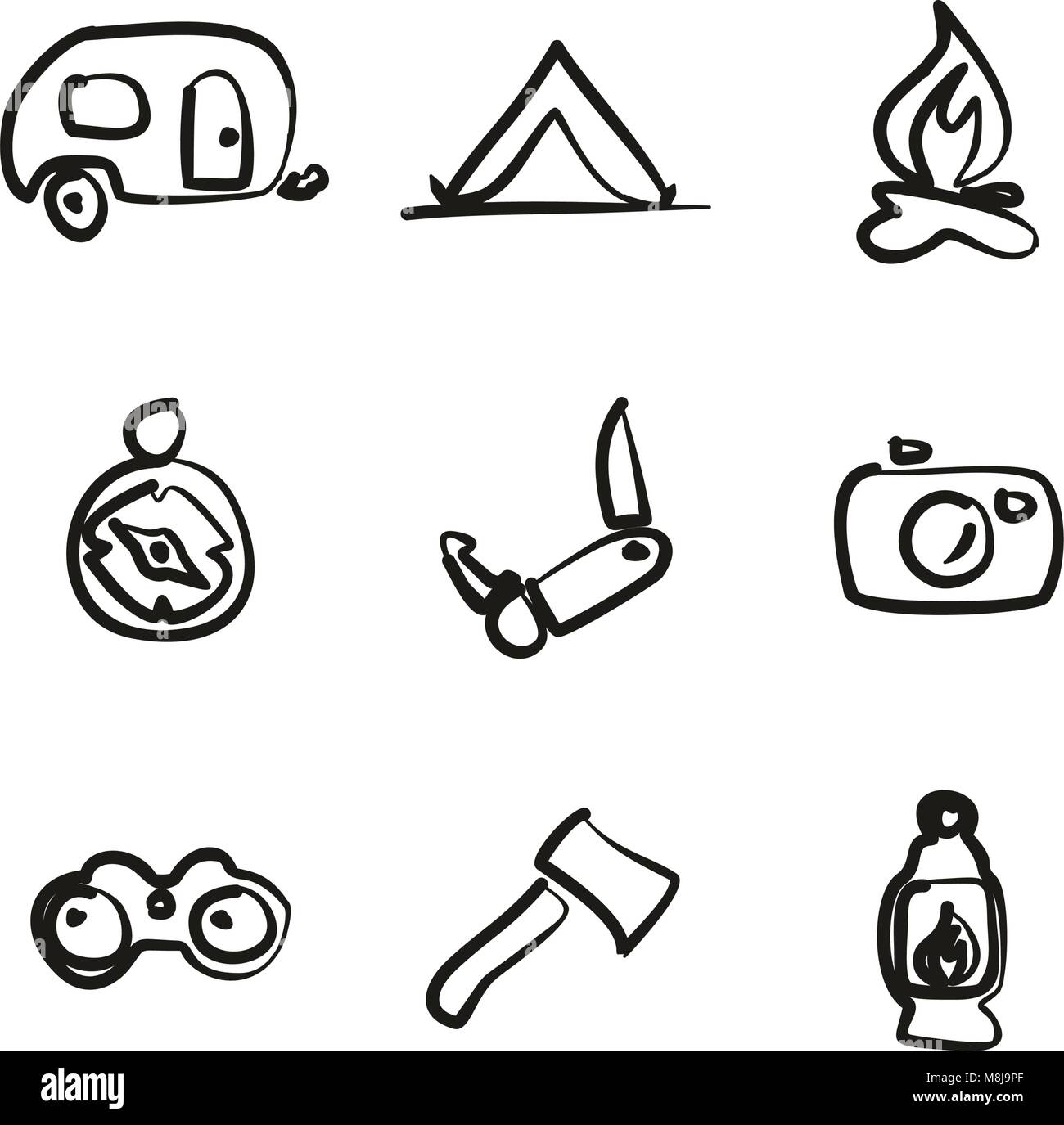 Camping Icons Freehand Stock Vector Image & Art - Alamy