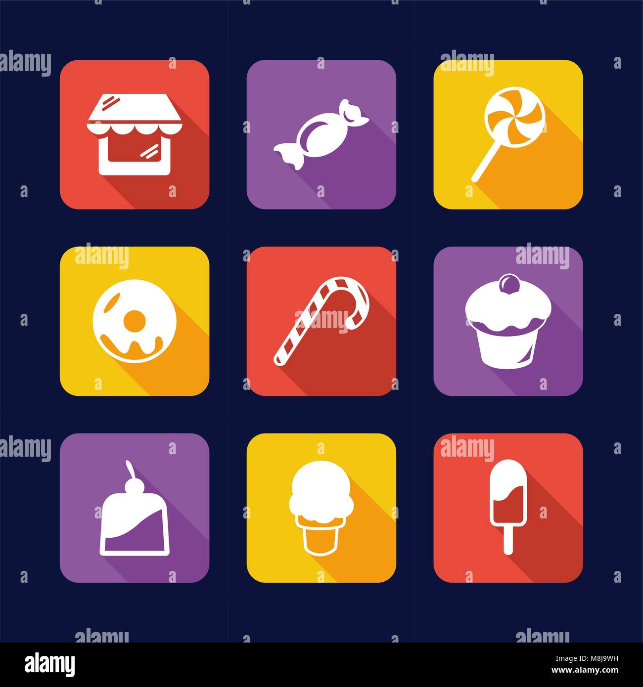 Candy Shop Icons Flat Design Stock Vector Image & Art - Alamy