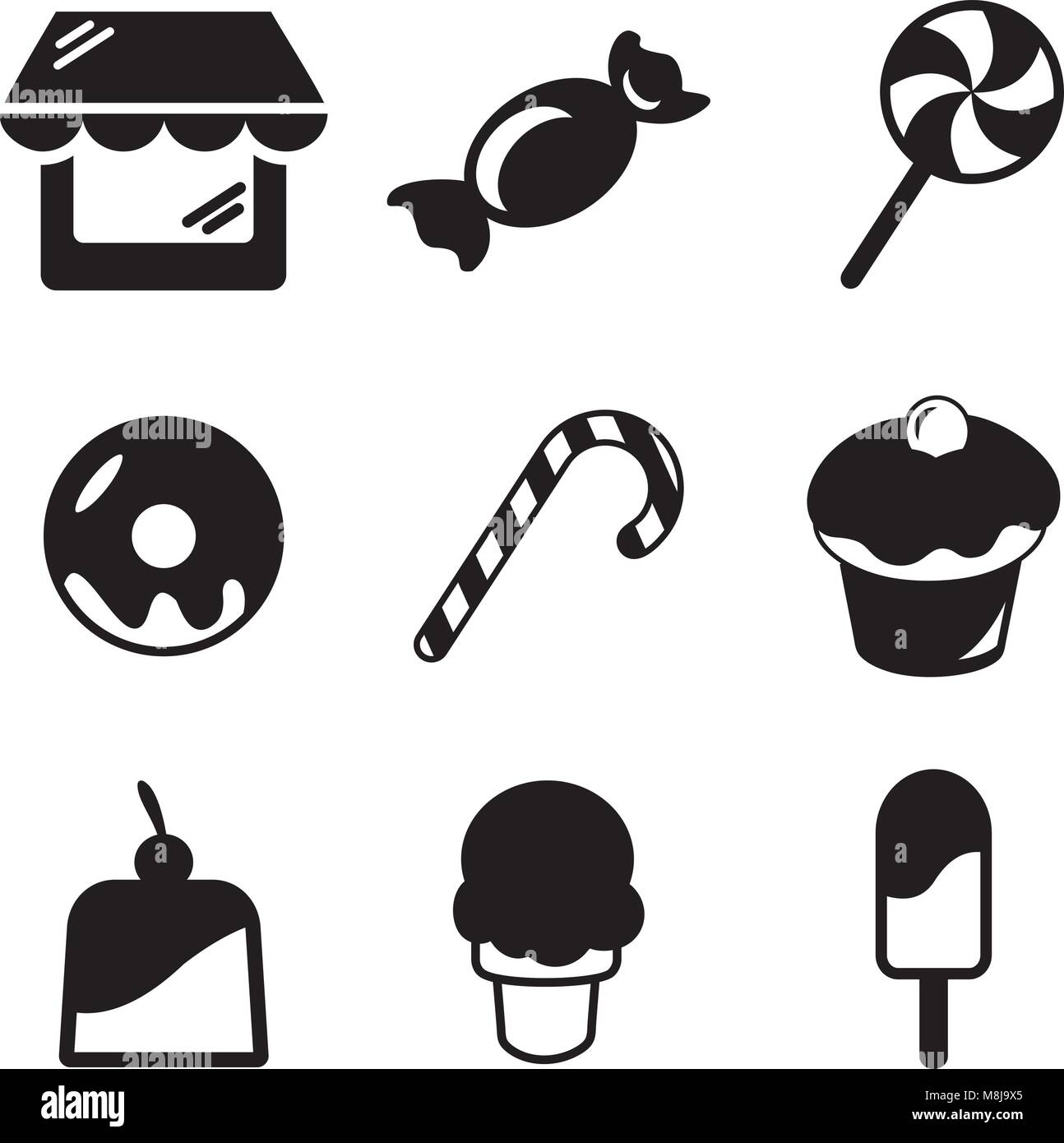 Candy Shop Icons Stock Vector Image & Art - Alamy