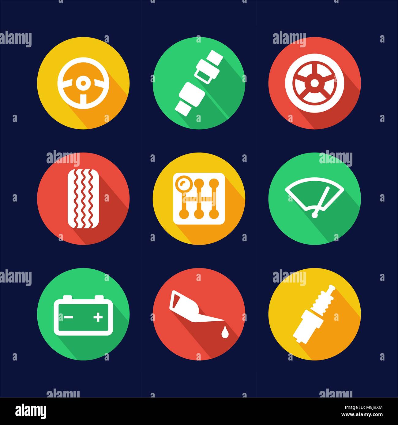 Car Icons Flat Design Circle Stock Vector Image & Art - Alamy
