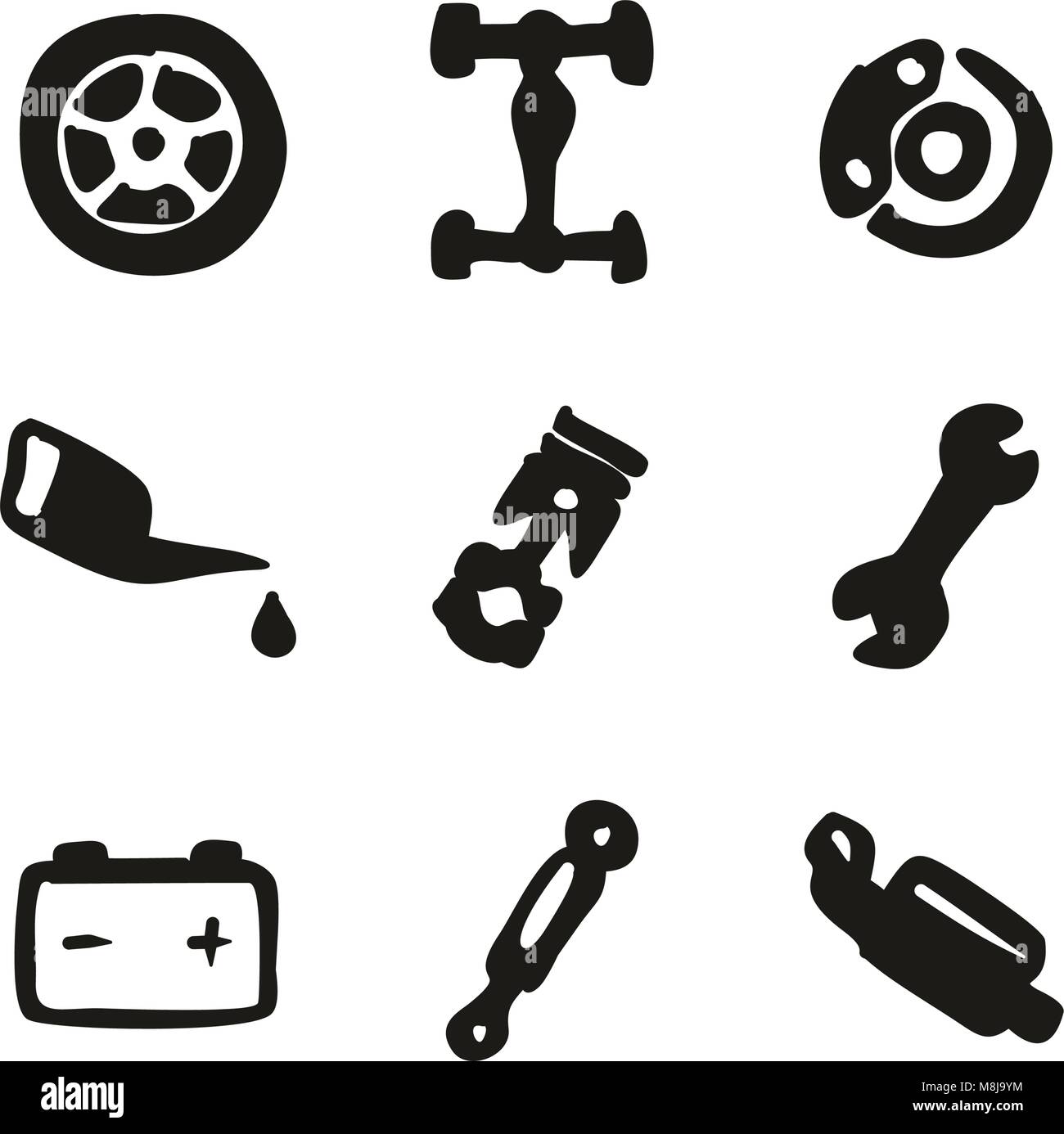 Car Mechanic Icons Freehand 2 Color Stock Vector Image & Art - Alamy