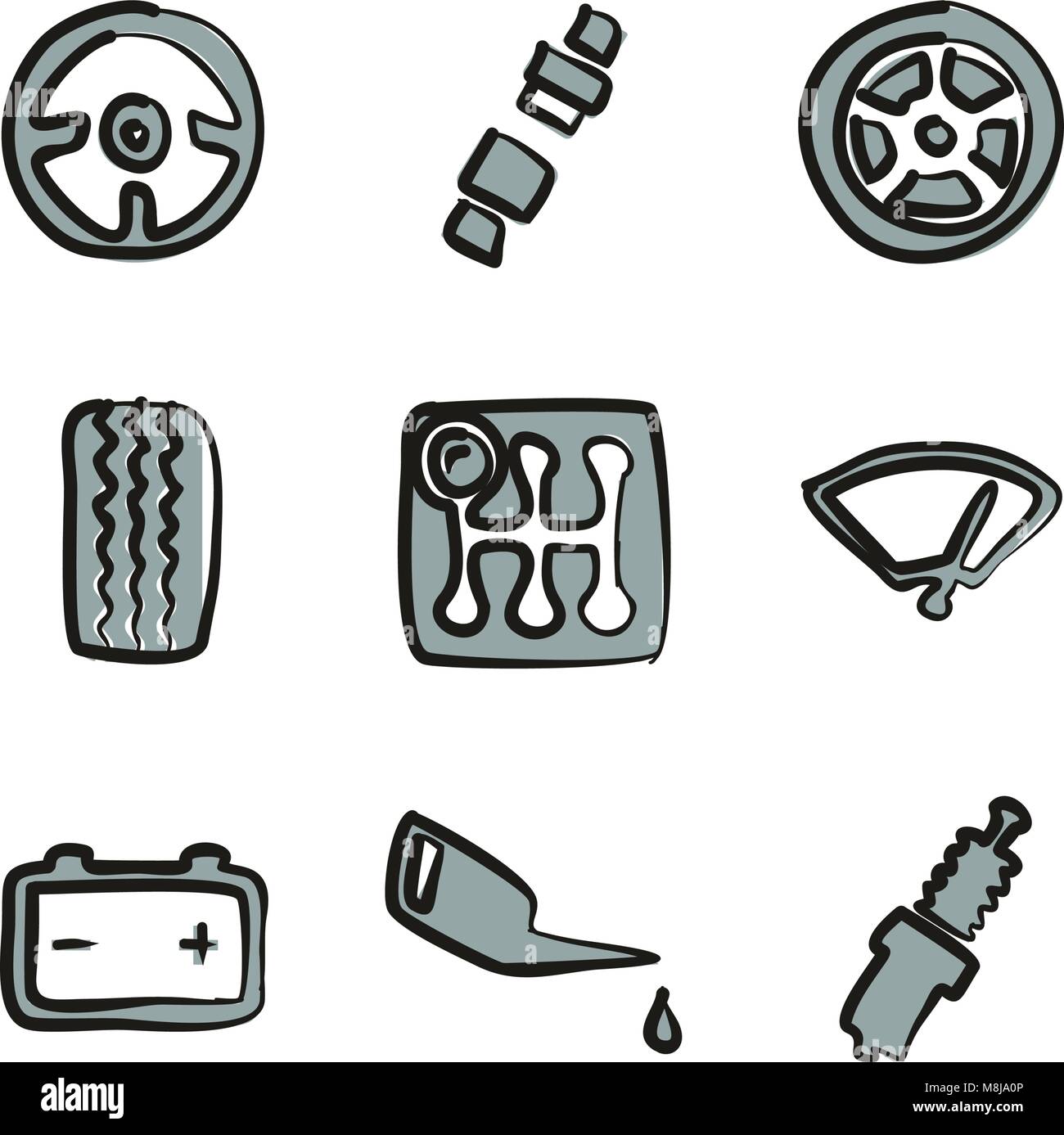 Car Mechanic Icons Freehand 2 Color Stock Vector Image & Art - Alamy
