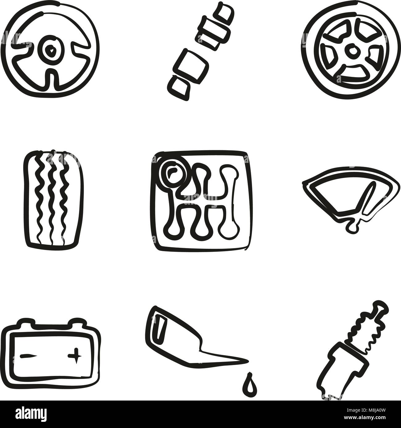Car Mechanic Icons Freehand Stock Vector Image & Art - Alamy