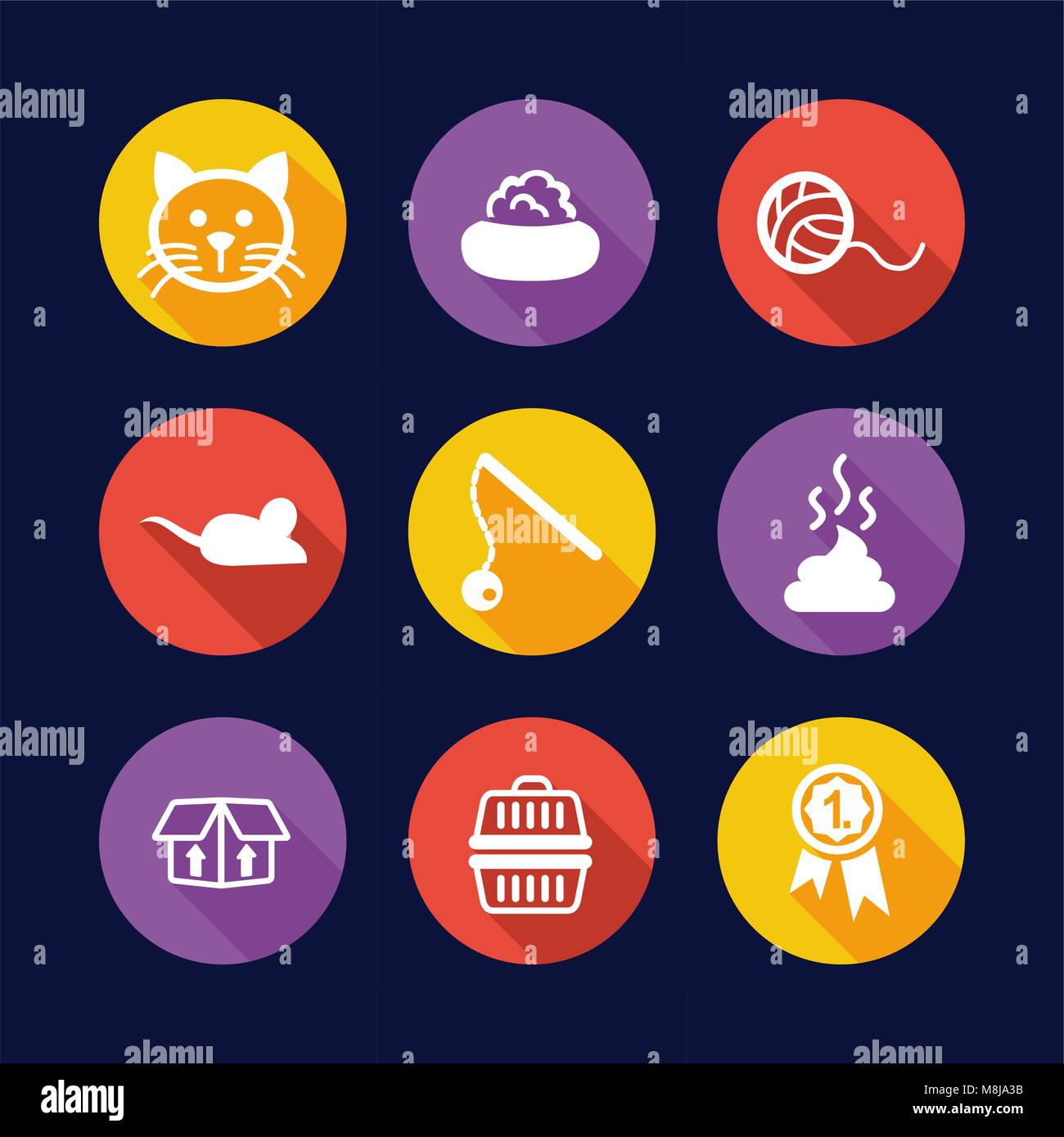 Cat Icons Flat Design Circle Stock Vector Image & Art - Alamy