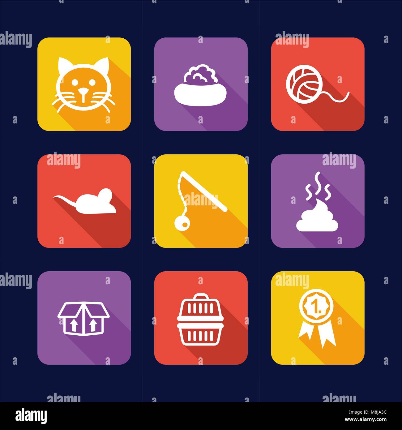 Cat Icons Flat Design Stock Vector Image & Art - Alamy