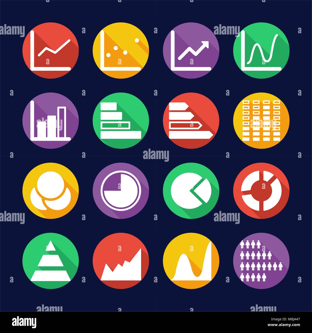 Charts Icons Flat Design Circle Stock Vector Image & Art - Alamy