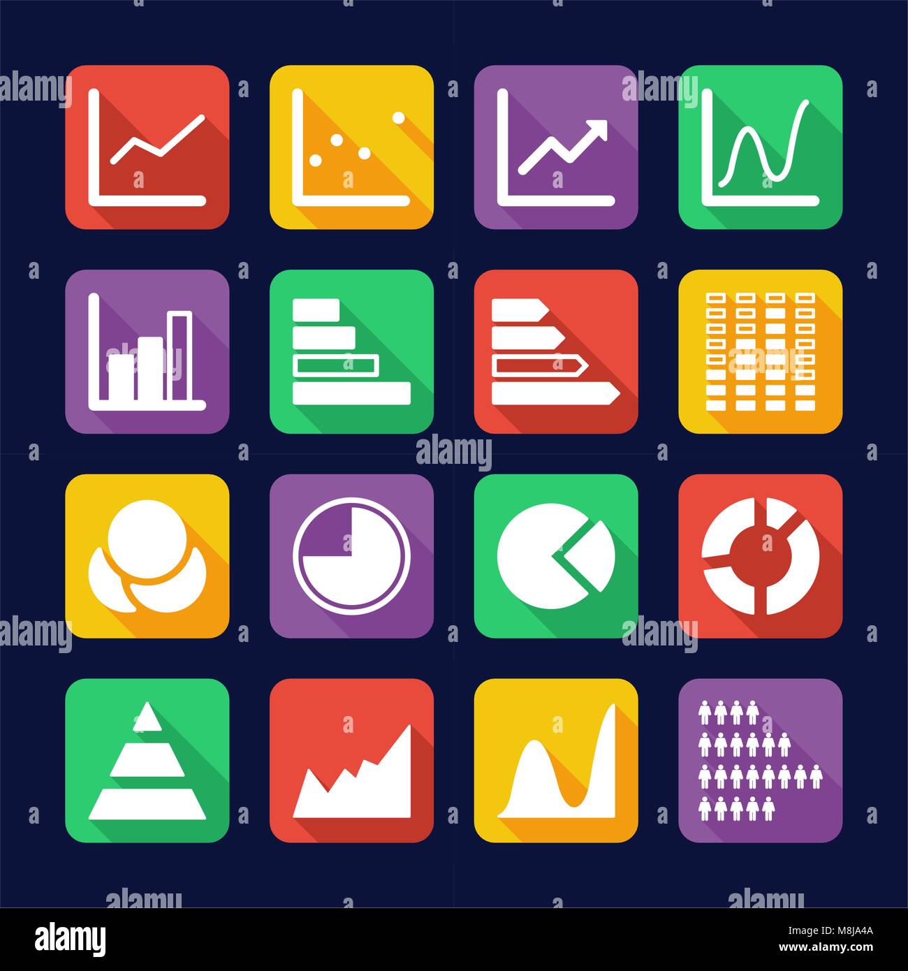 Charts Icons Flat Design Stock Vector Image & Art - Alamy