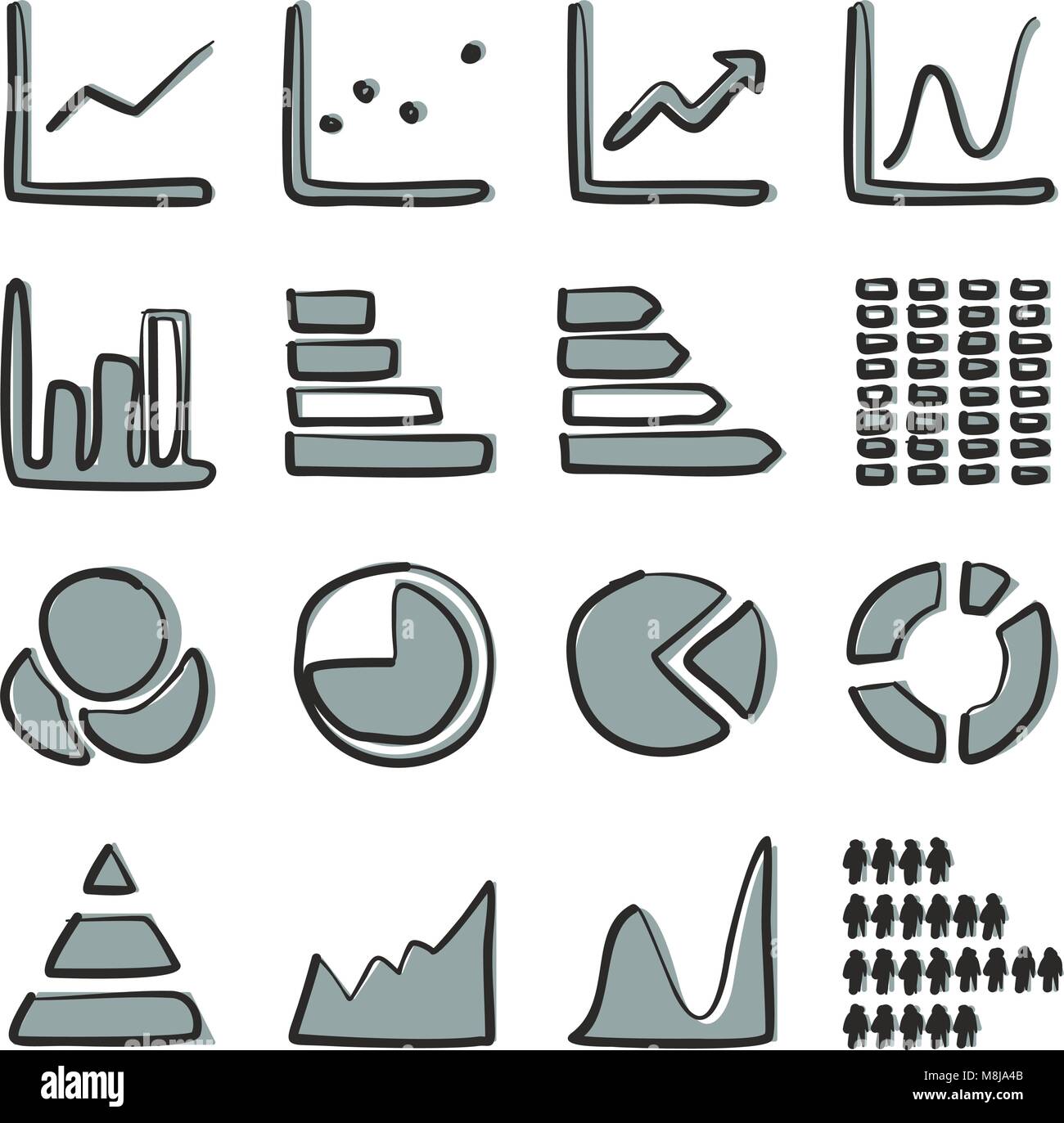 Charts Icons Freehand 2 Color Stock Vector Image & Art - Alamy