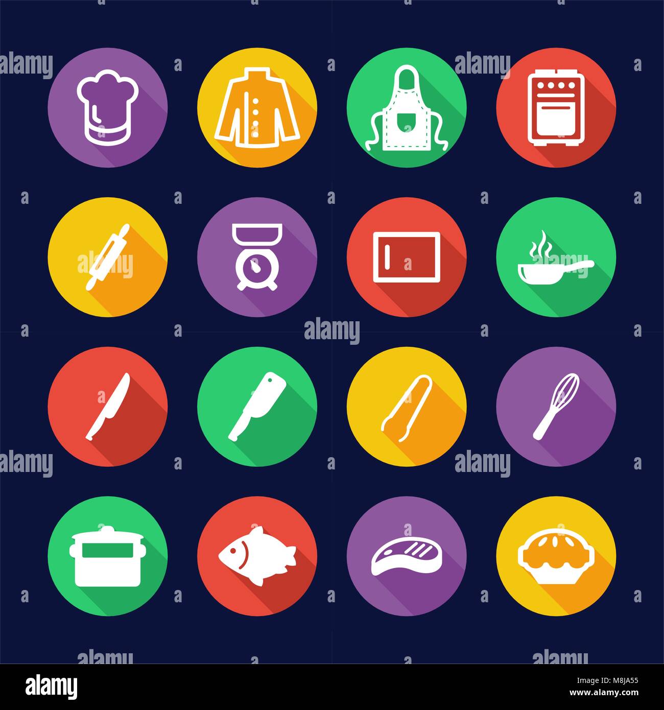 Chef Icons Flat Design Circle Stock Vector Image & Art - Alamy