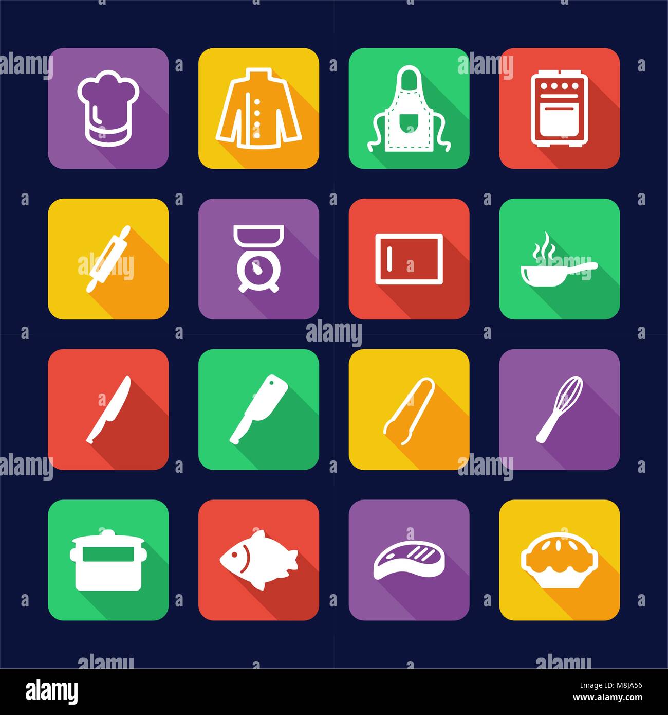 Chef Icons Flat Design Stock Vector Image & Art - Alamy