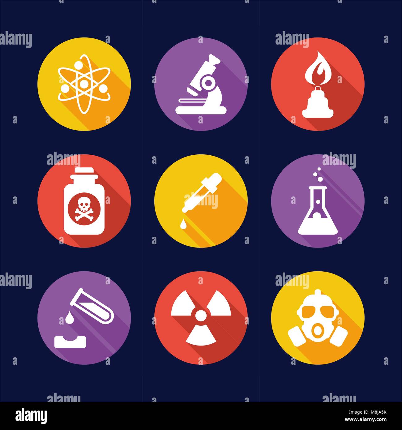 Chemistry Icons Flat Design Circle Stock Vector Image & Art - Alamy
