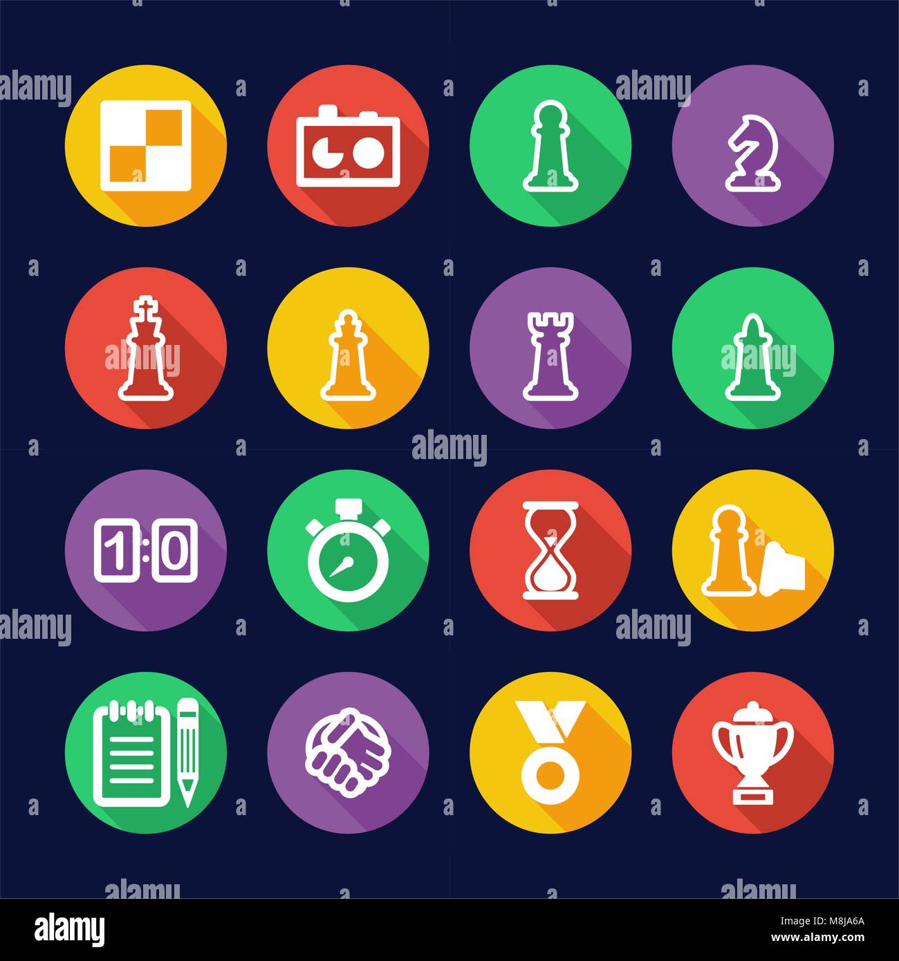Chess Icons Flat Design Circle Stock Vector Image & Art - Alamy