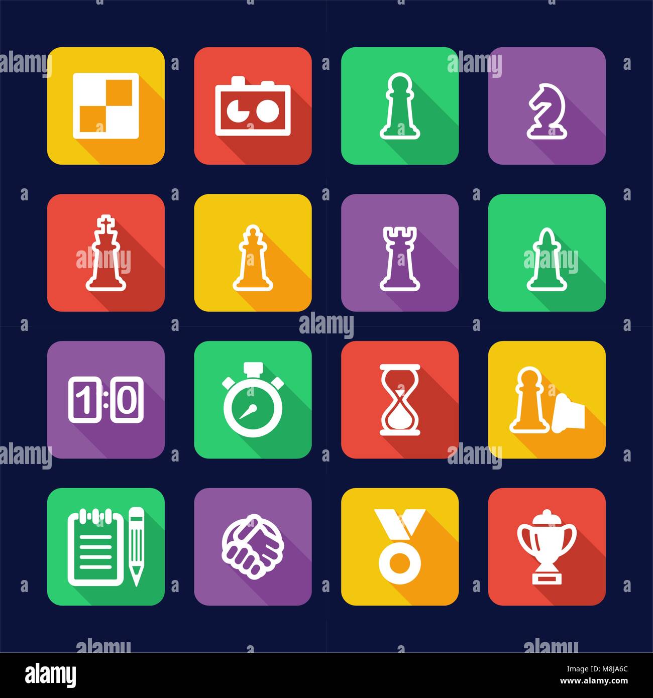 Chess Icons Flat Design Stock Vector Image & Art - Alamy