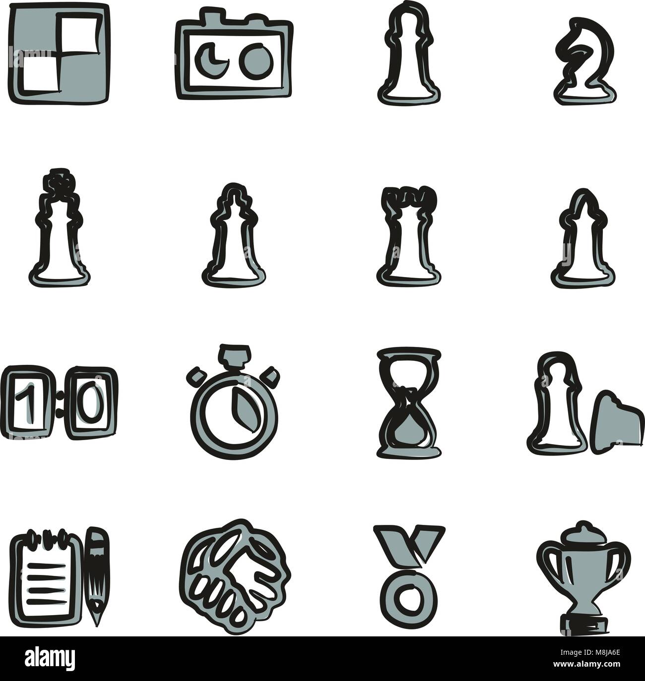 Chess Icons Freehand 2 Color Stock Vector Image & Art - Alamy