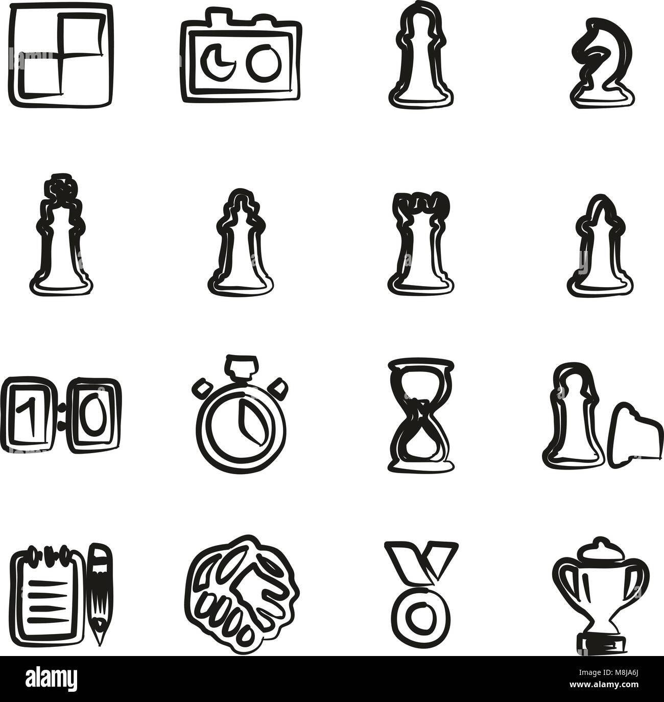 Chess Icons Freehand Stock Vector Image & Art - Alamy