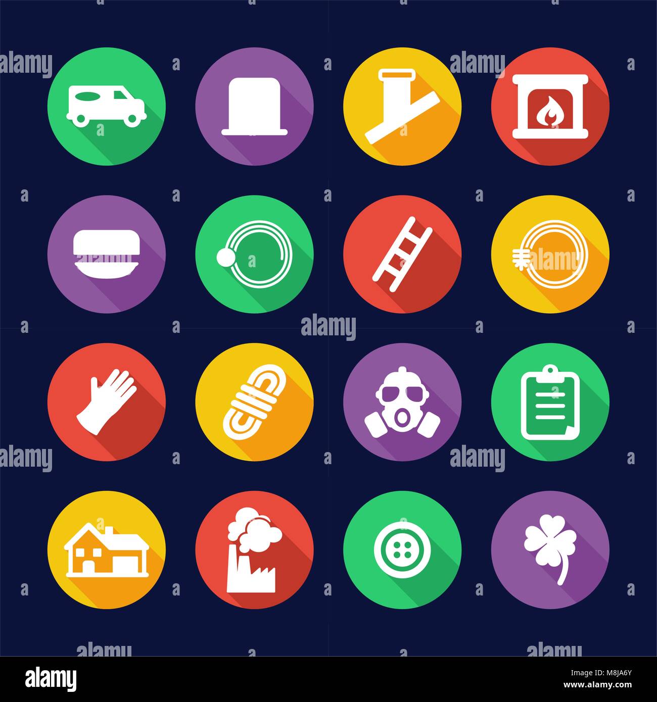 Chimney Sweeper Icons Flat Design Circle Stock Vector Image & Art - Alamy