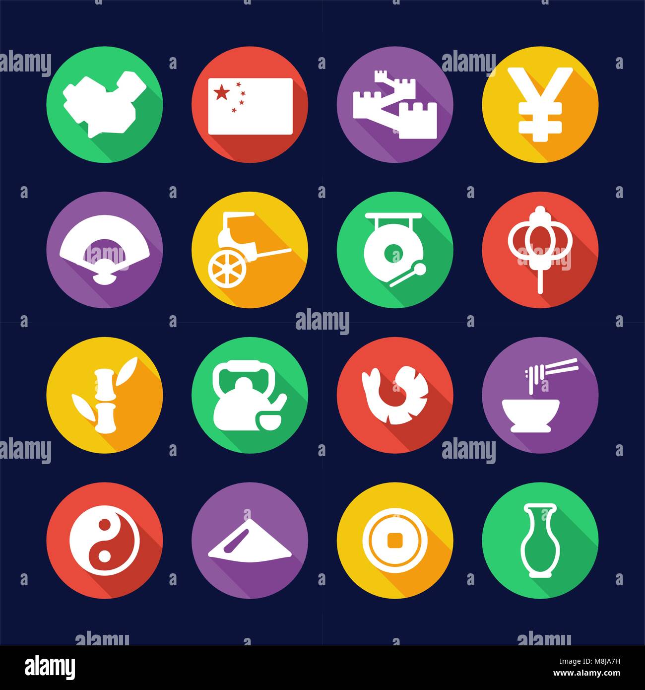 China Icons Flat Design Circle Stock Vector Image & Art - Alamy