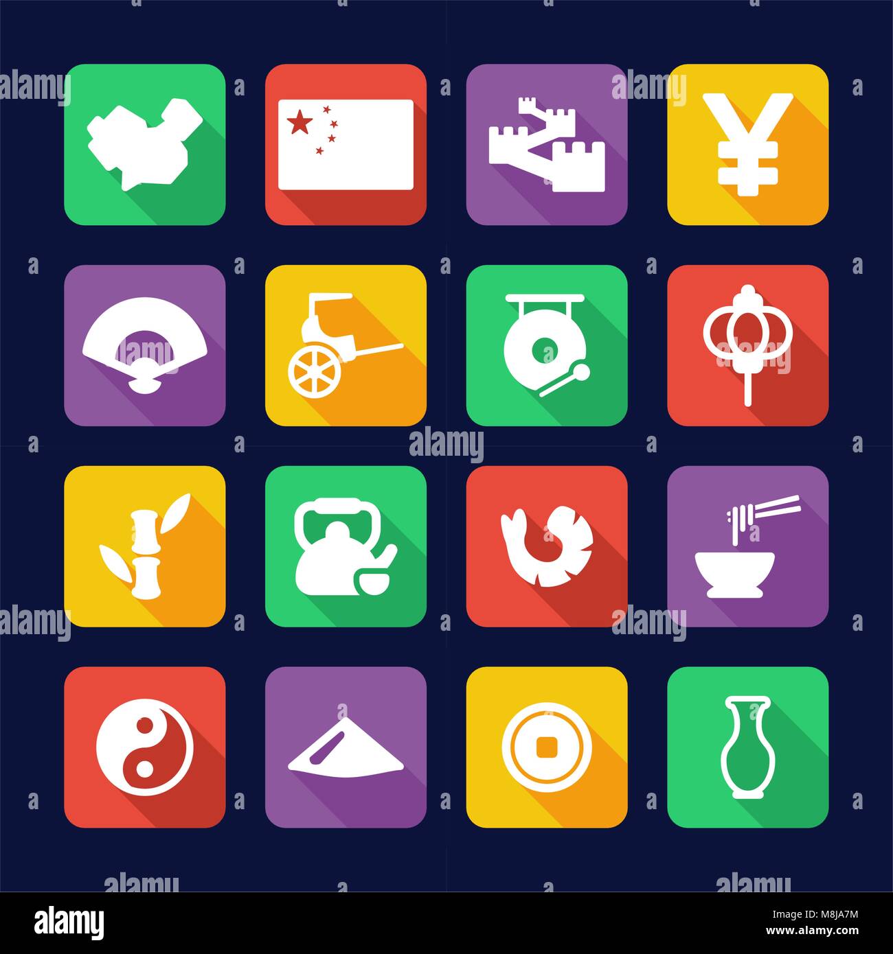 China Icons Flat Design Stock Vector Image & Art - Alamy