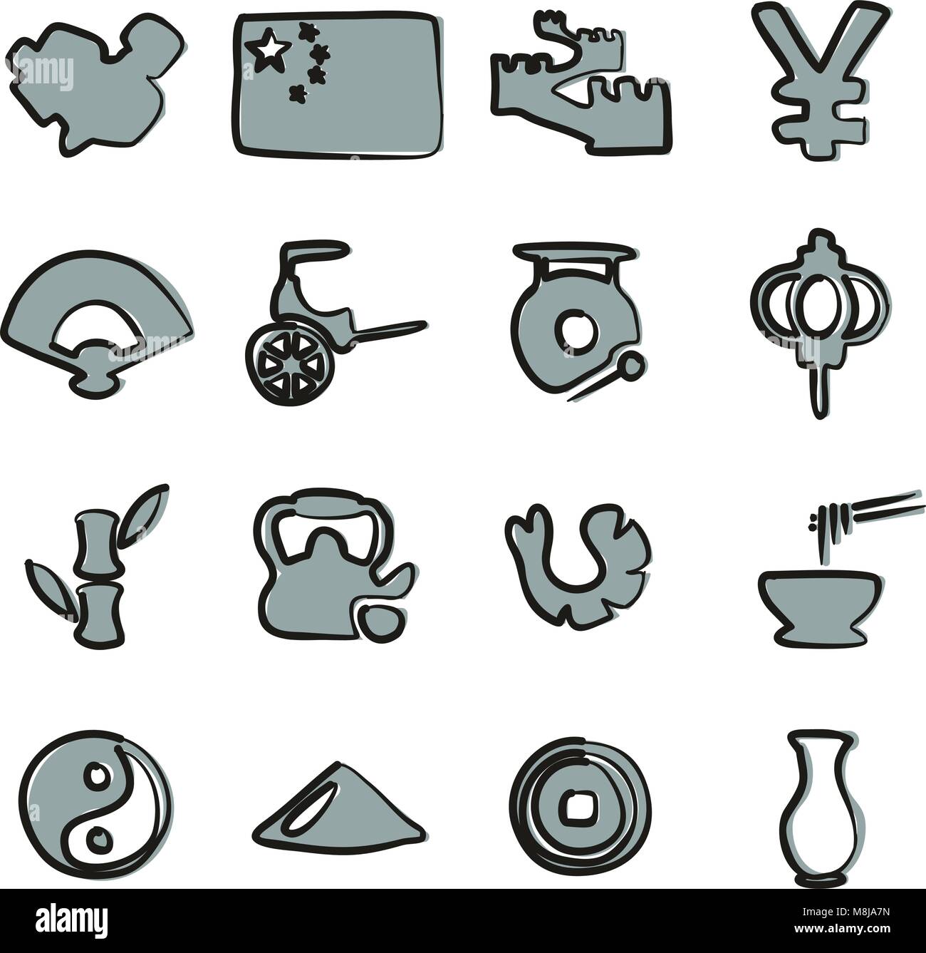 China Icons Freehand 2 Color Stock Vector Image & Art - Alamy