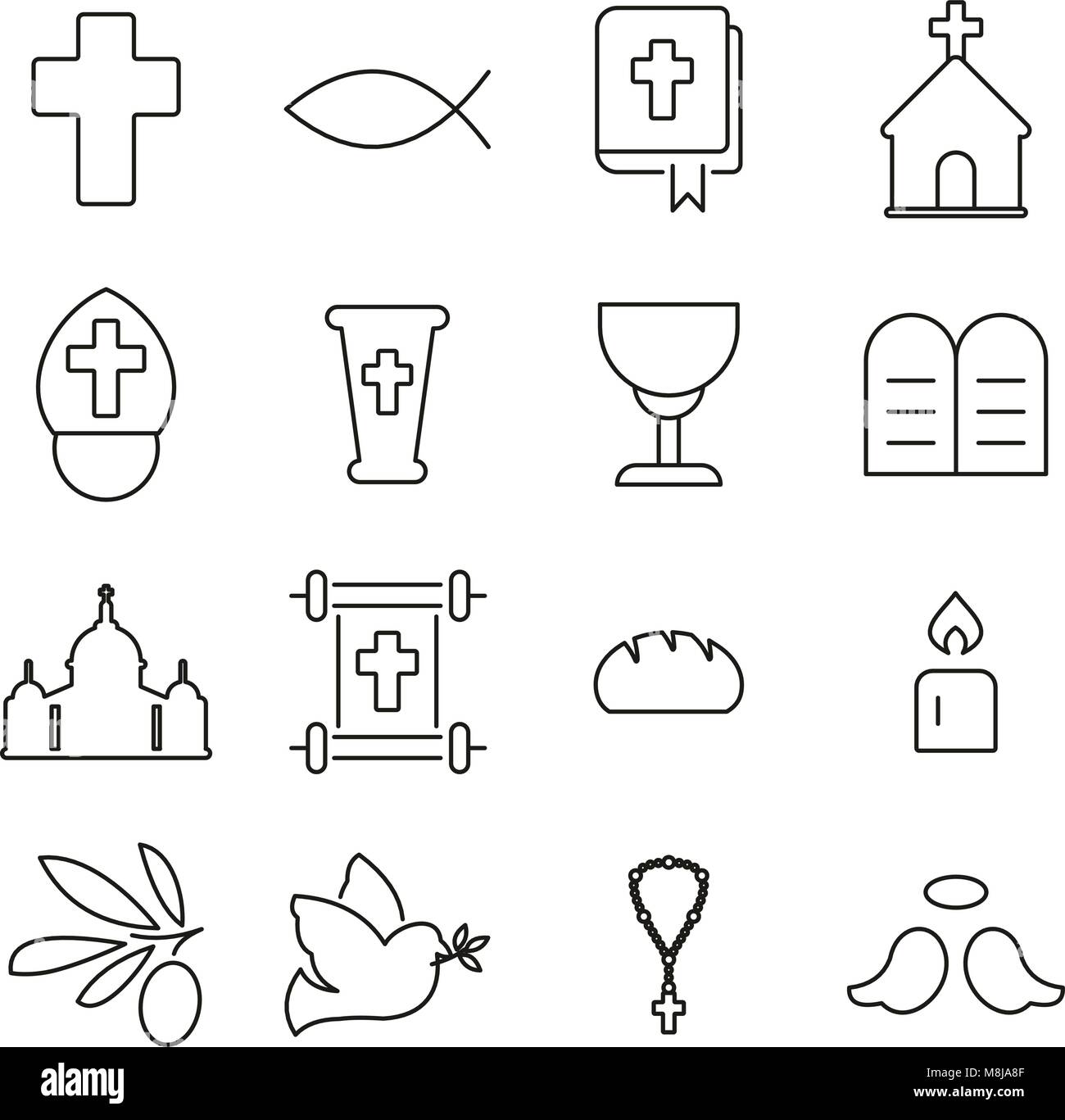 Christianity Religion & Religious Items Icons Thin Line Vector ...