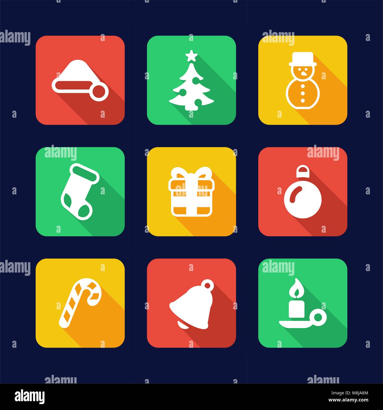 Christmas Icons Flat Design Stock Vector Image & Art - Alamy