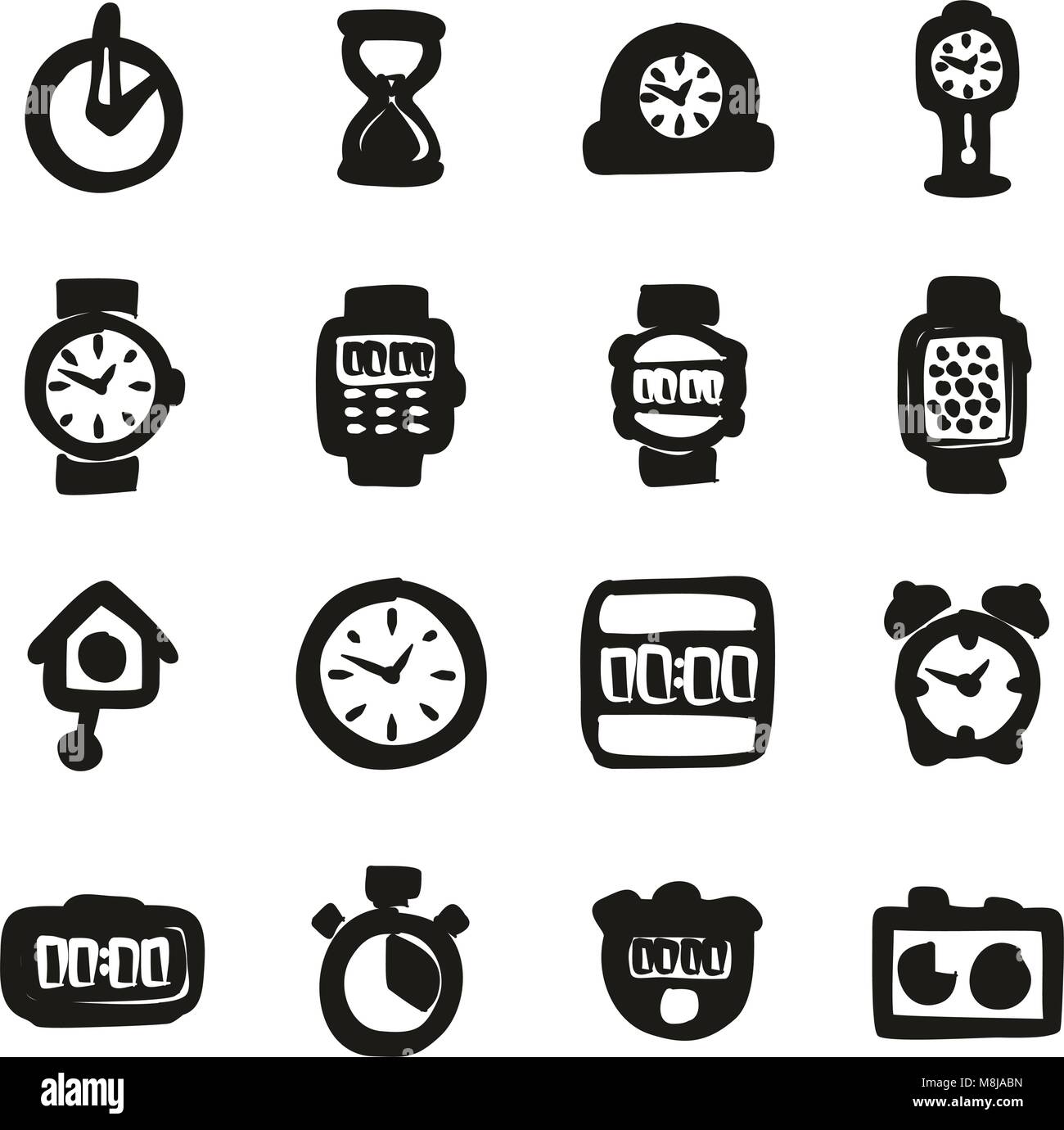 Clock Icons Set 2 Freehand Fill Stock Vector Image & Art - Alamy