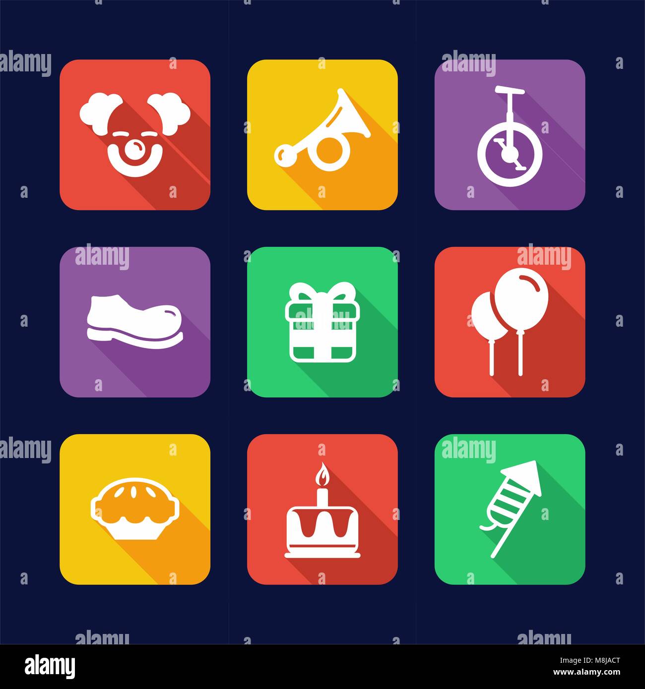 Clown Icons Flat Design Stock Vector Image & Art - Alamy