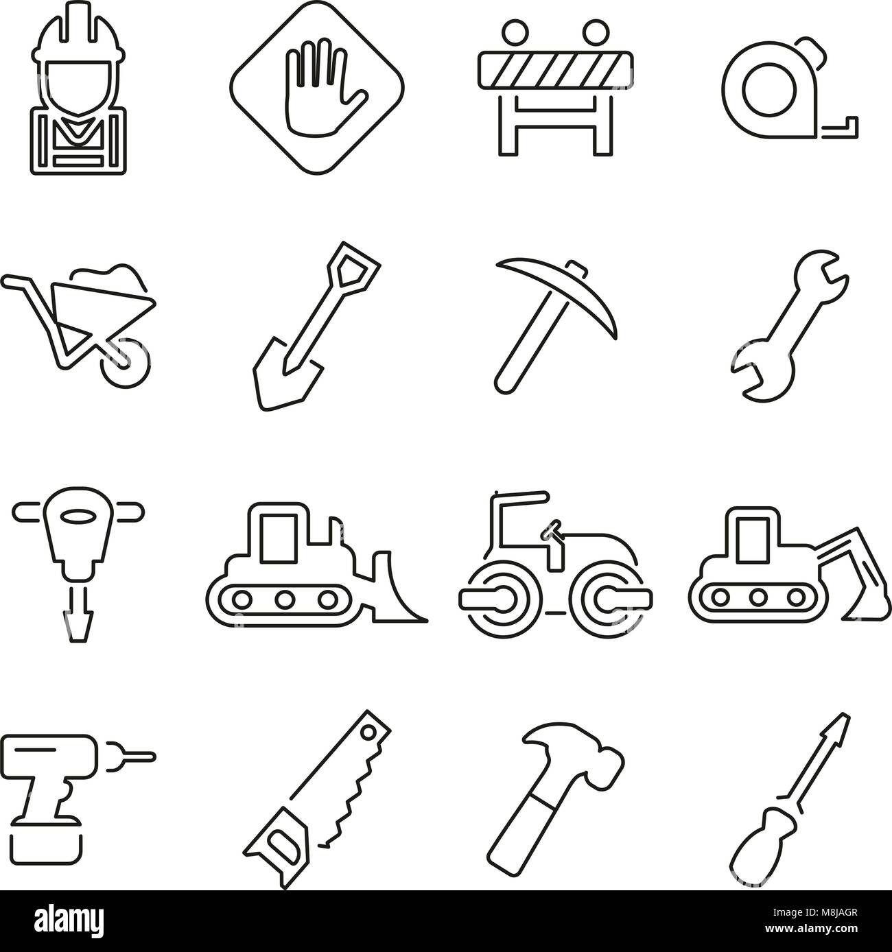 Construction or Building Site Icons Thin Line Vector Illustration Set Stock Vector Image & Art ...